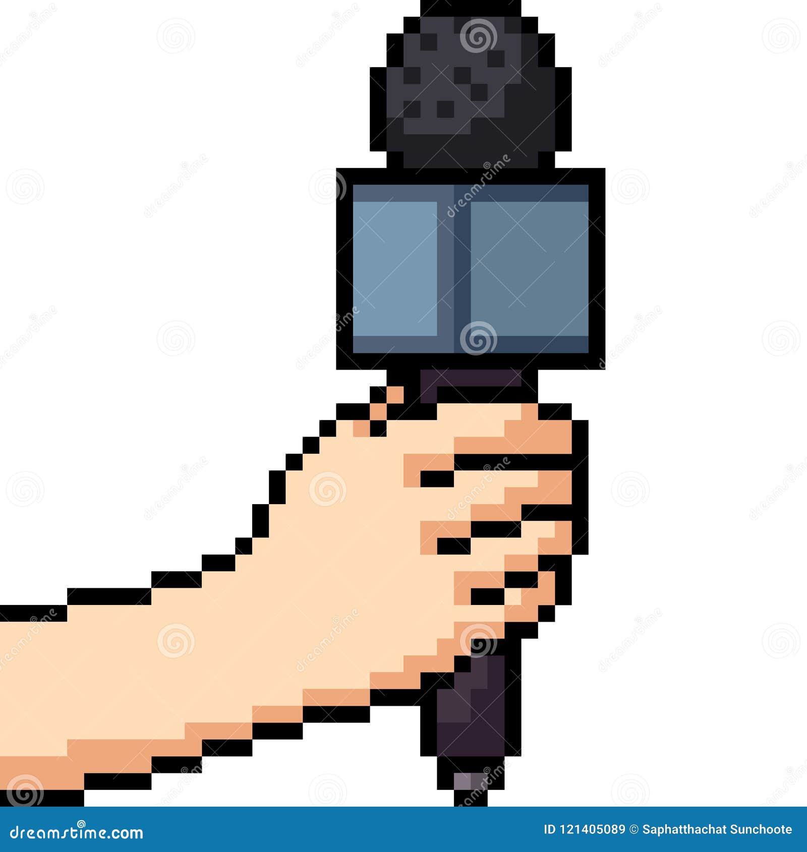 Vector Pixel Art Interview Microphone Stock Vector - Illustration of ...