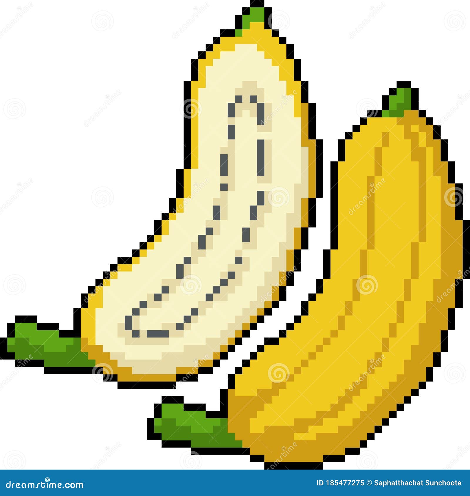 Vector Pixel Art Banana Cut Stock Vector - Illustration of banana ...