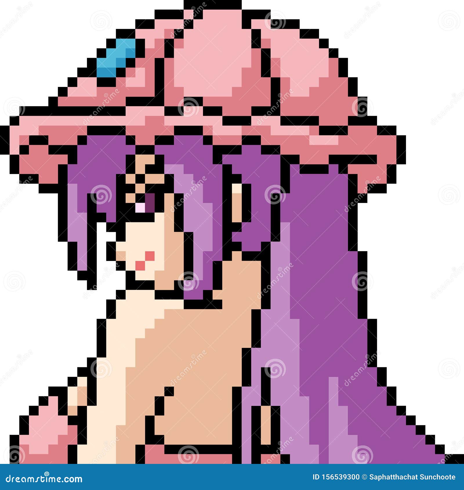 Vector Pixel Art Anime Girl Stock Vector Illustration Of Waifu