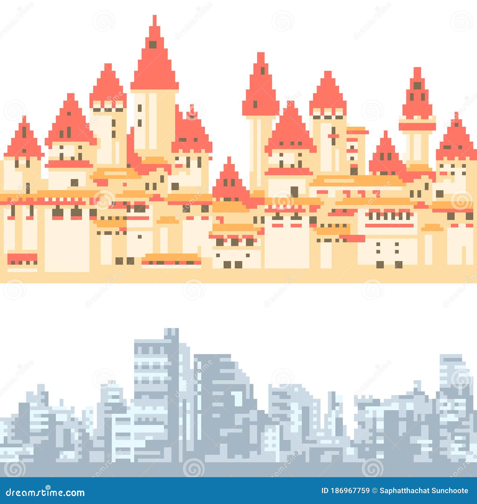 City Pixel Art. Buildings Pixel Art. Houses Pixel Art. Pixel Art 8 Bit ...