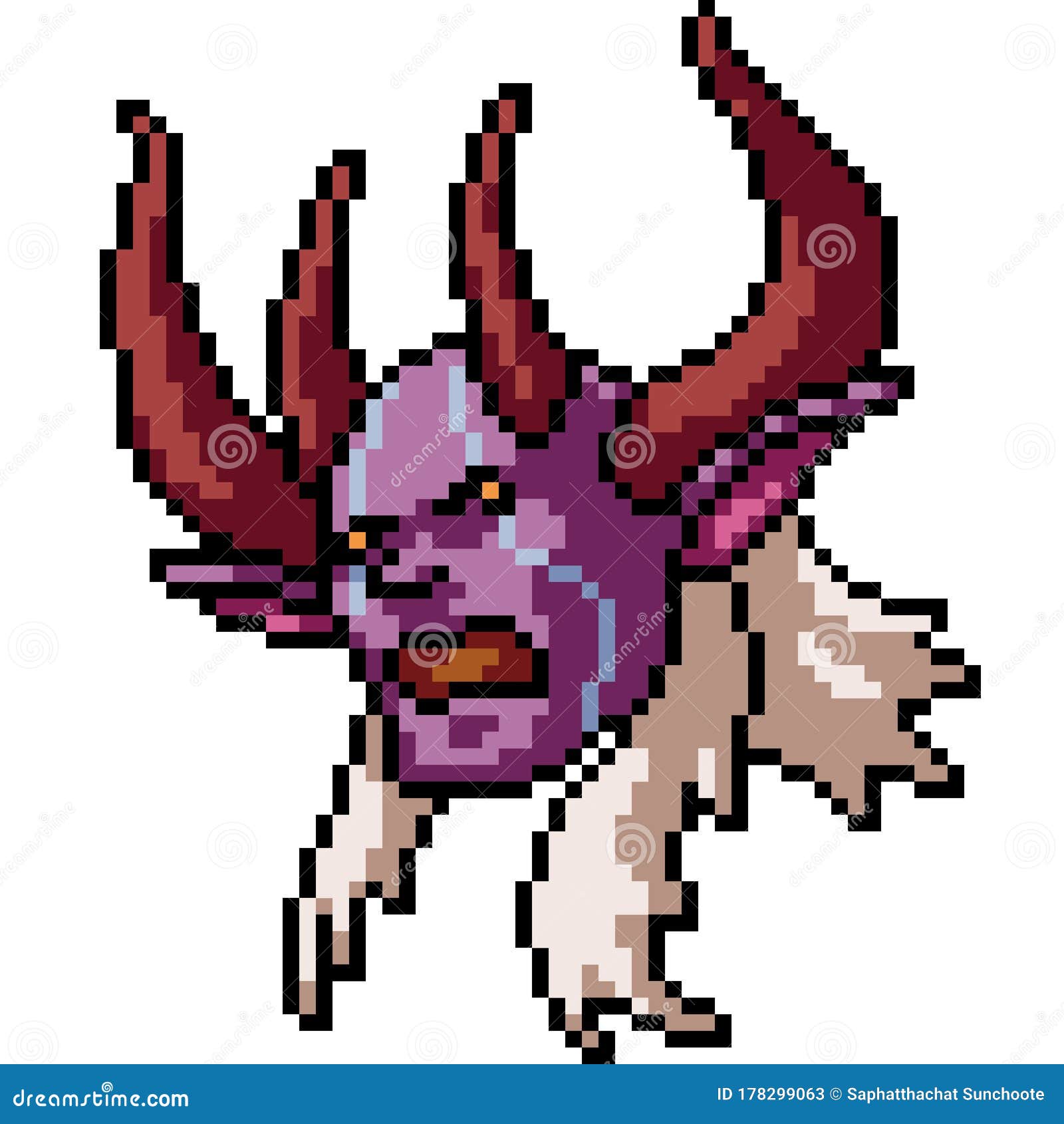 Vector Pixel Art Demon Head Stock Vector - Illustration of game, demon ...