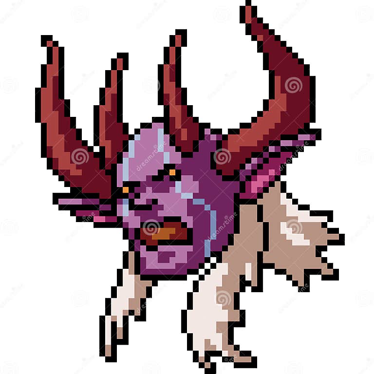 Vector Pixel Art Demon Head Stock Vector - Illustration of game, demon ...