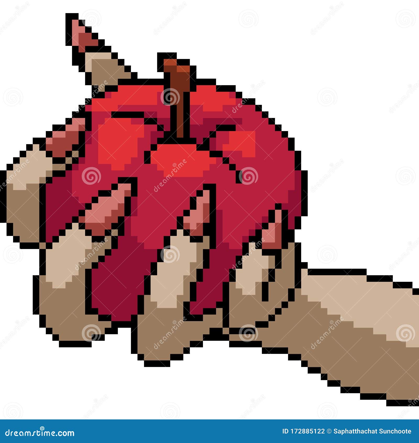 Vector Pixel Art Evil Apple Stock Vector - Illustration of white, give ...
