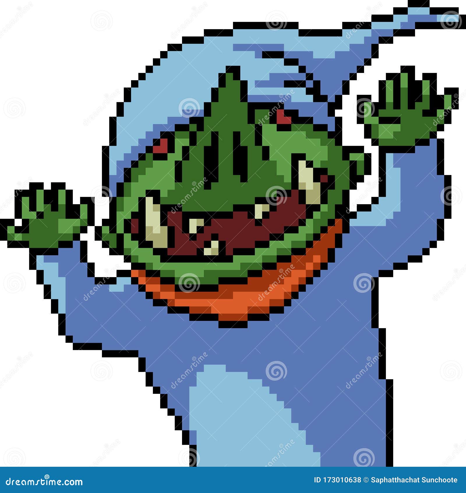 Vector pixel art goblin stock vector. Illustration of fang - 173010638