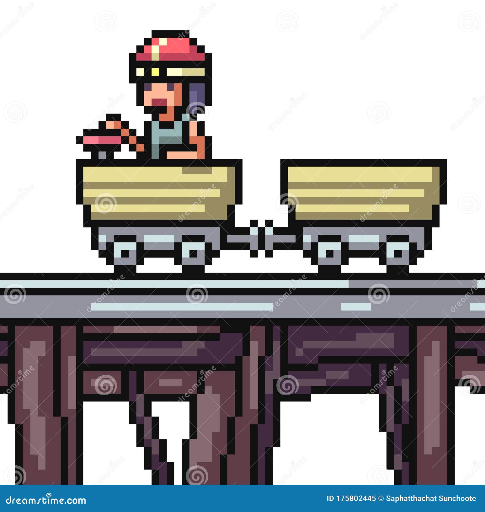 Vector pixel art rail cart stock vector. Illustration of icon - 175802445