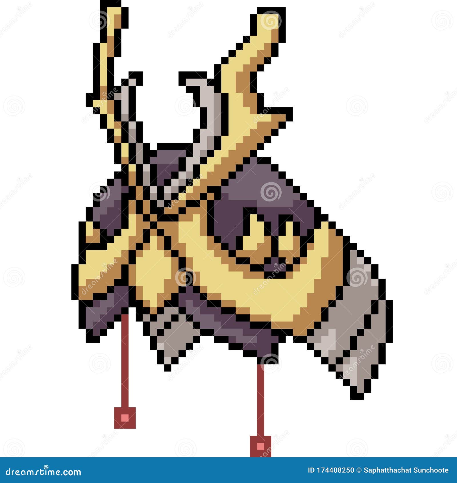 Vector Pixel Art Samurai Helmet Stock Vector - Illustration of white ...