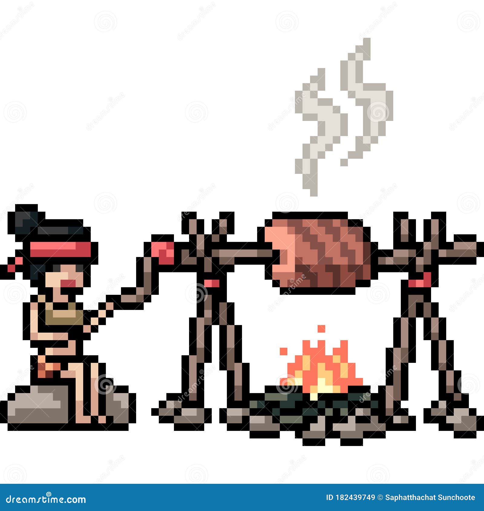 Vector Pixel Art Savage Cook Stock Vector - Illustration of isolated ...