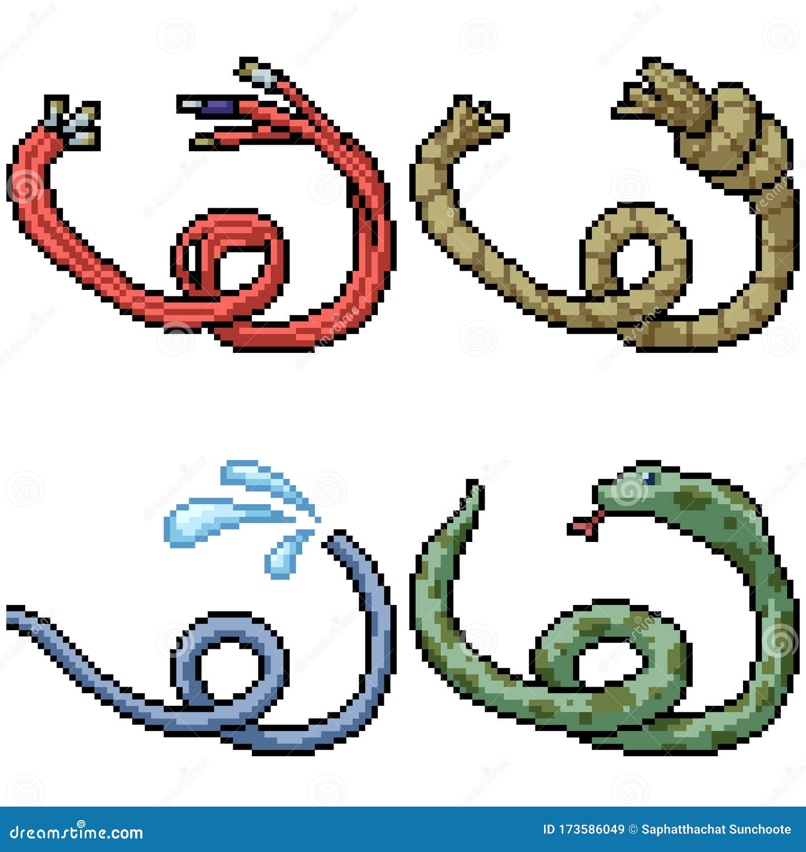 Vector Pixel Art Wire Rope Tube Snake Stock Vector - Illustration of ...