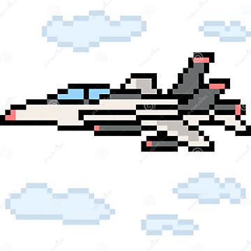 Vector pixel art jet plane stock vector. Illustration of cute - 109521377
