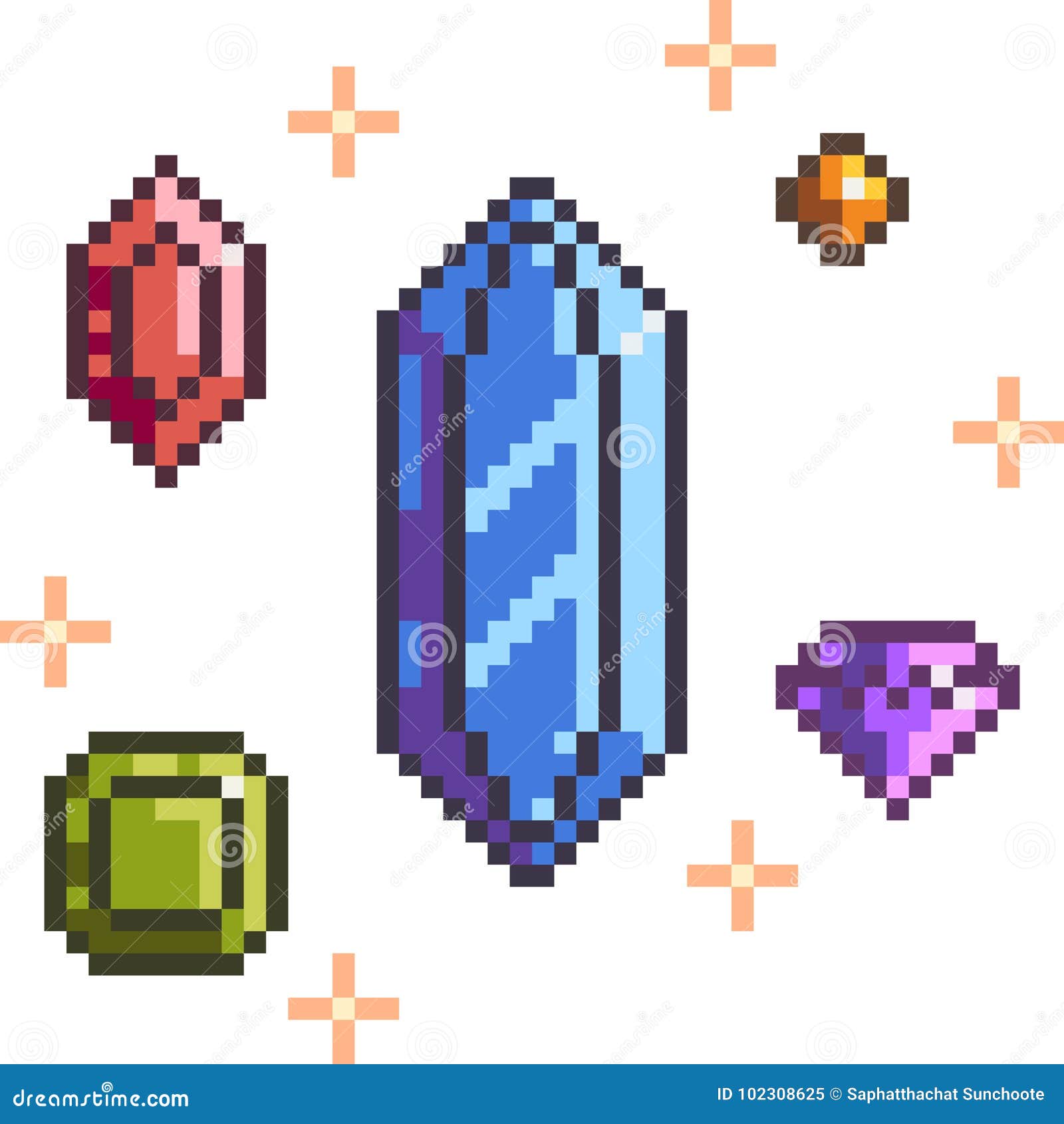 Vector pixel art jewel stock vector. Illustration of adorable - 102308625