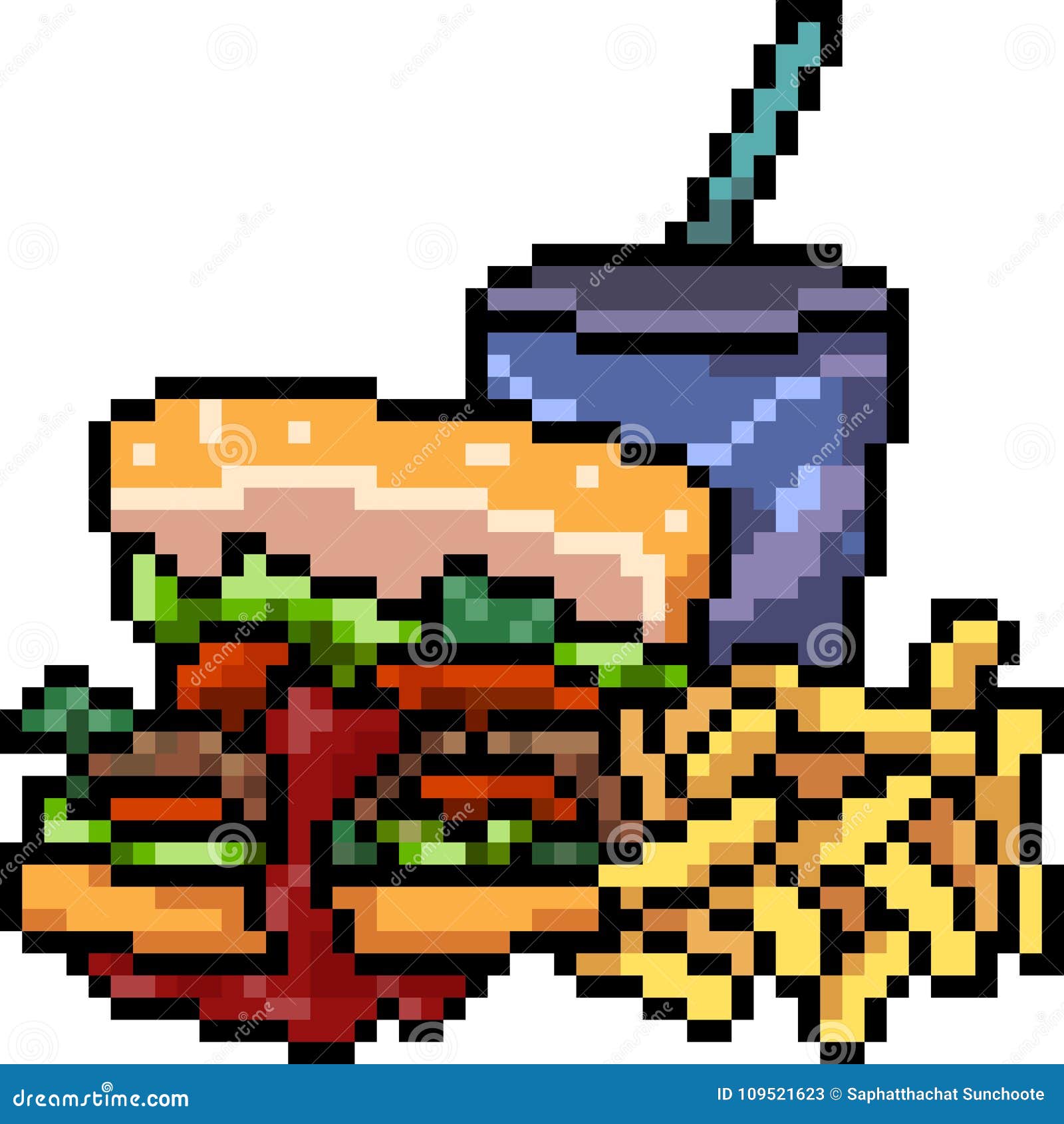 Vector Pixel Art Junk Food Set Stock Vector - Illustration of beef ...