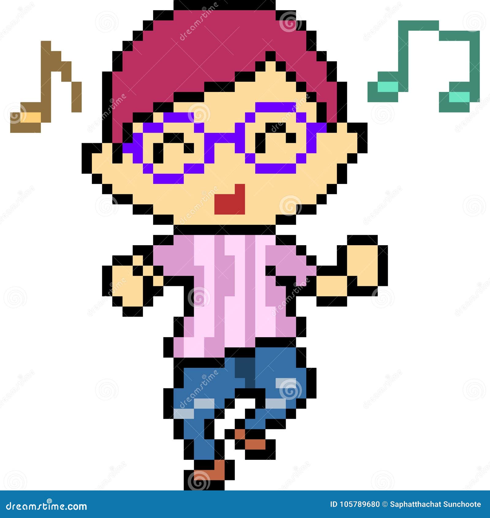 Vector pixel art kid dance stock vector. Illustration of happy - 105789680