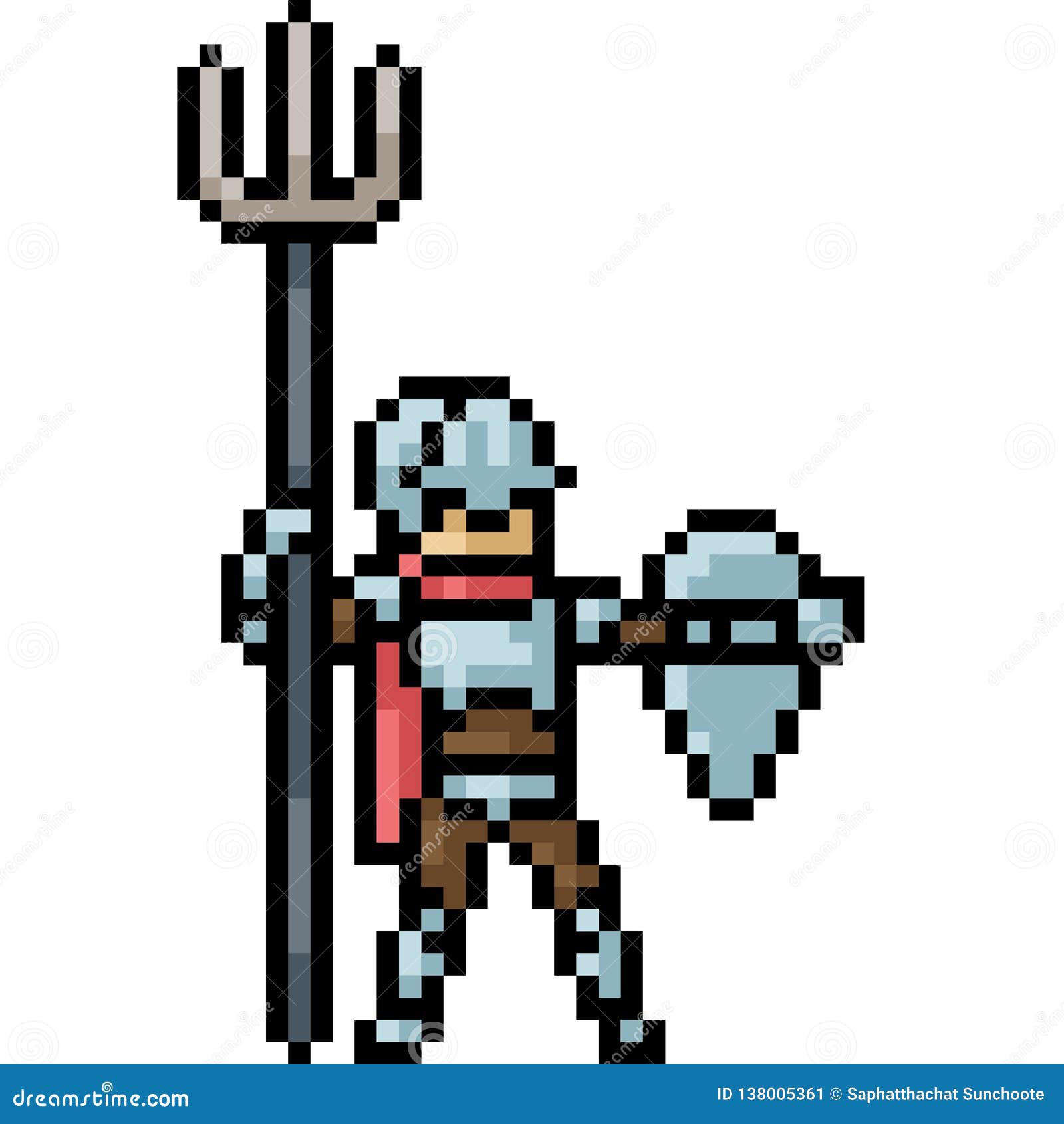 Vector pixel art knight stock vector. Illustration of spear - 138005361