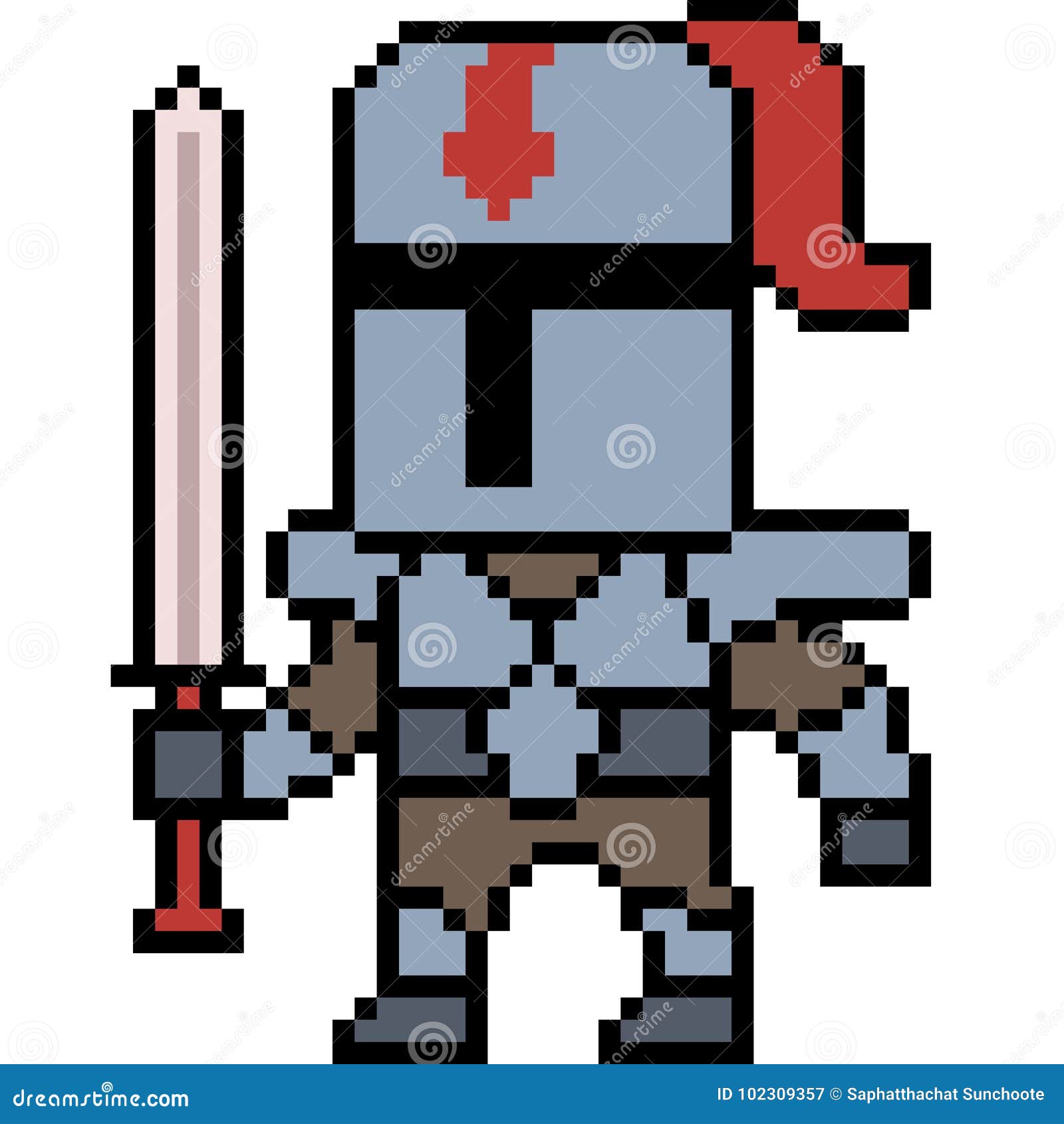 Vector pixel art knight stock vector. Illustration of metal - 102309357