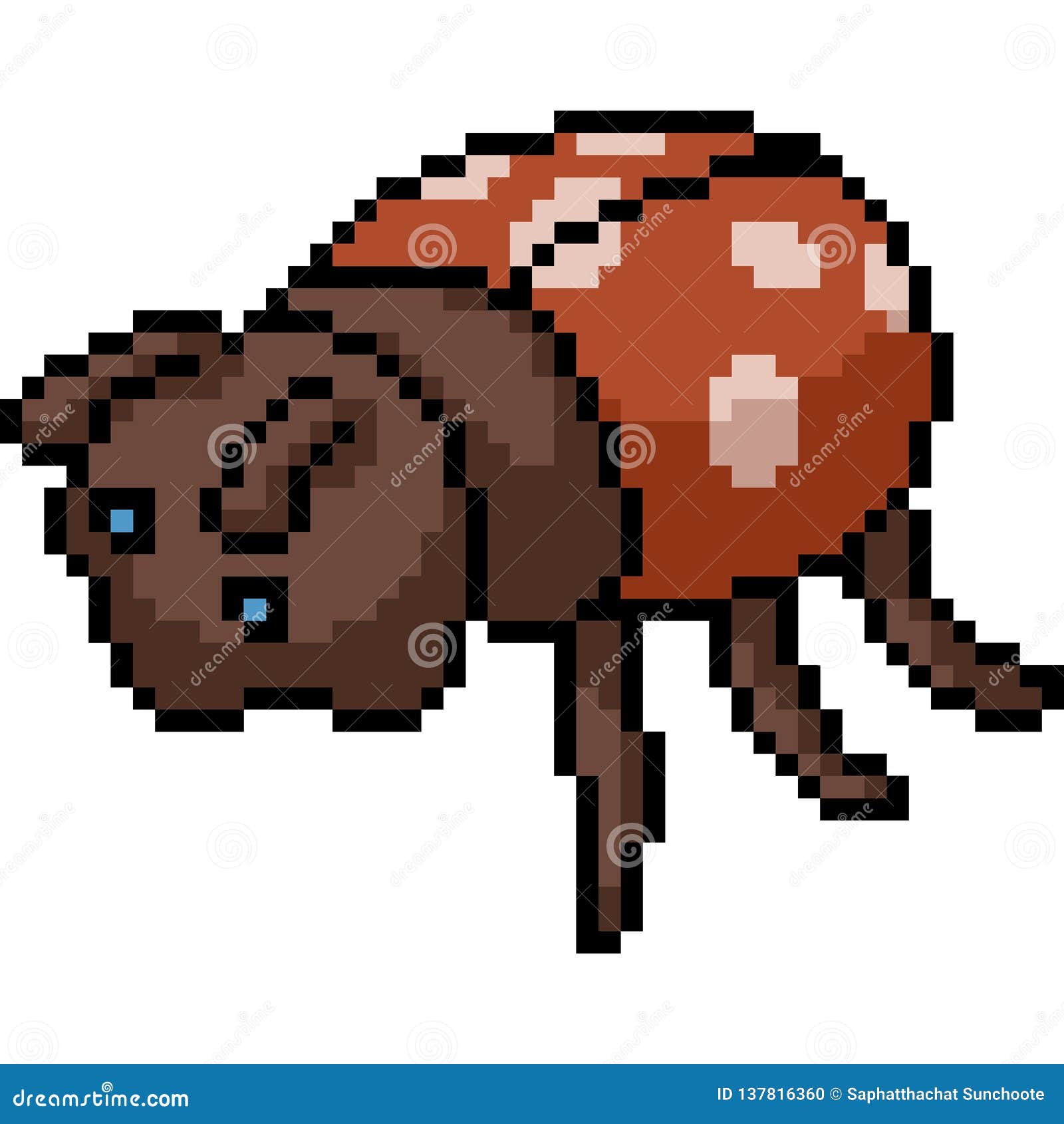 Vector pixel art ladybug stock vector. Illustration of cute - 137816360
