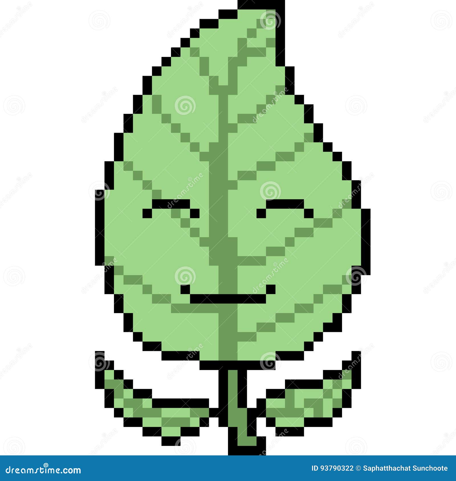 Vector Pixel Art Leaf Happy Stock Vector - Illustration of smile ...