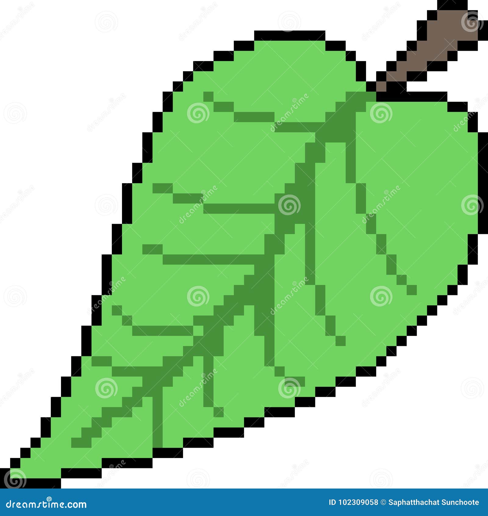 Vector pixel art leaf stock vector. Illustration of green - 102309058
