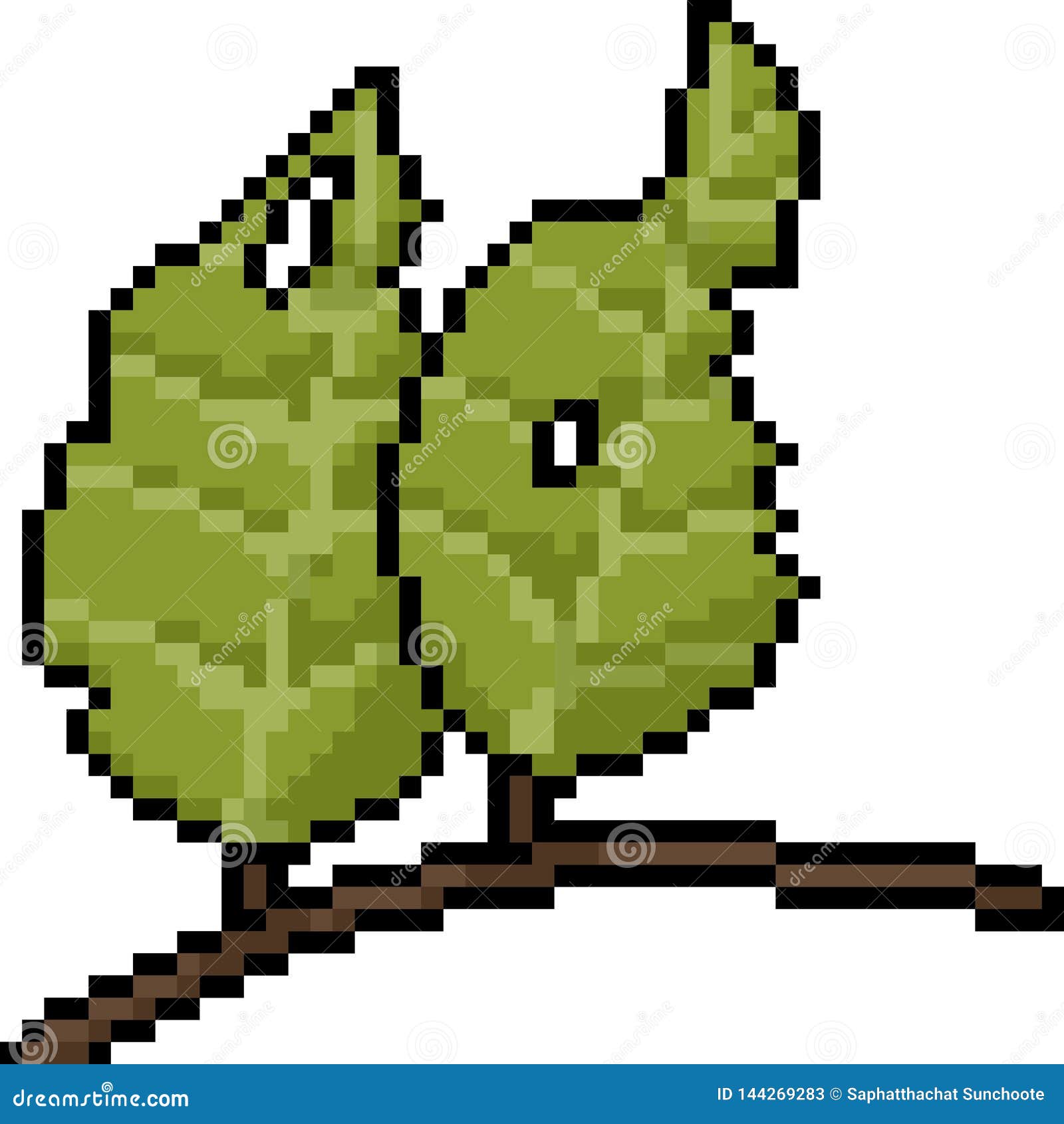 Vector pixel art leaf stock vector. Illustration of leaf - 144269283