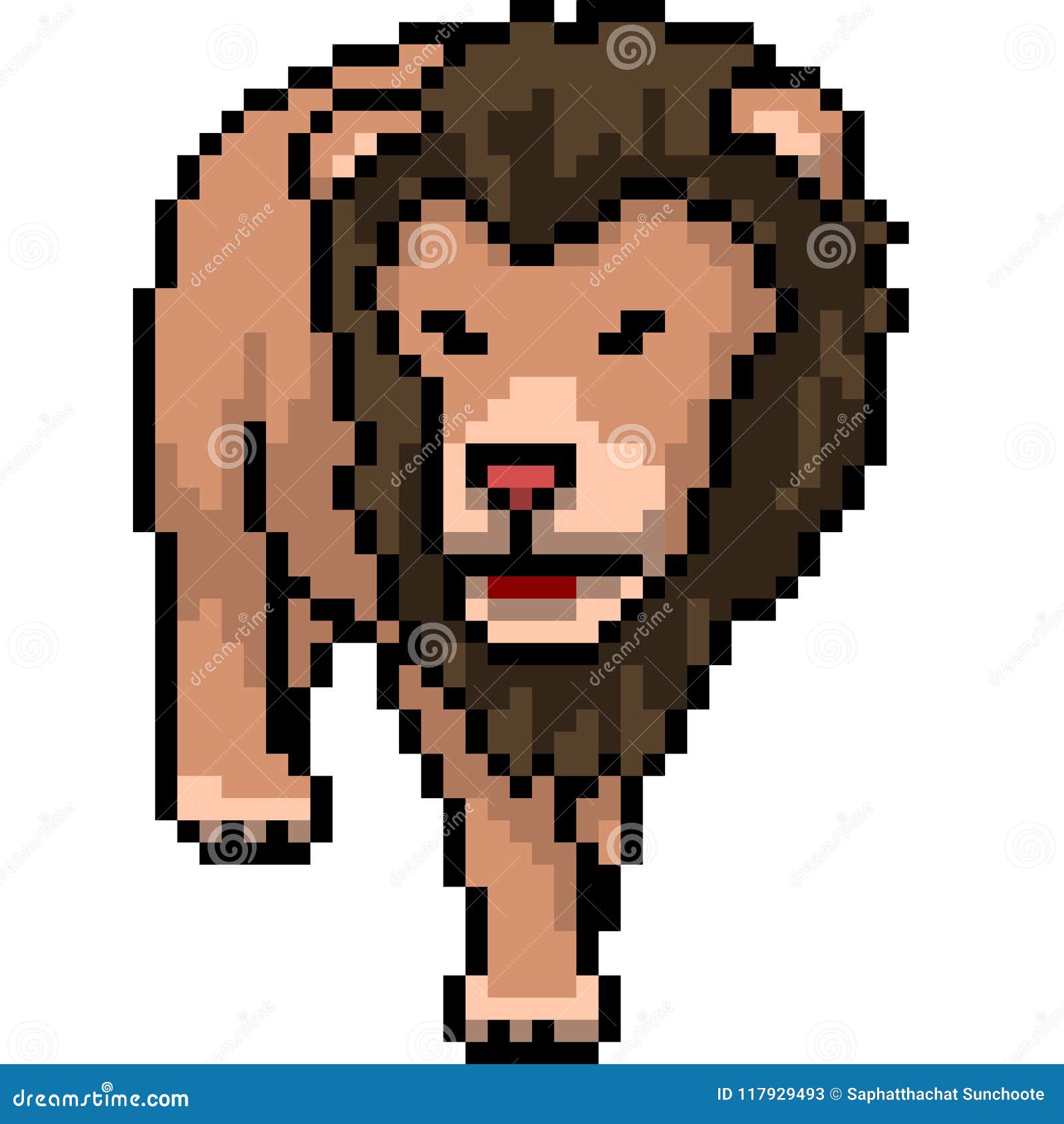 Pixel Lion: A Cute Minecraft Character In Pixel Art Style Stock ...