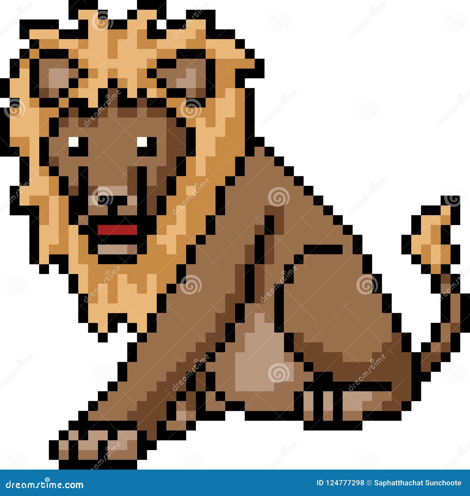 Vector pixel art lion stock vector. Illustration of lion - 124777298