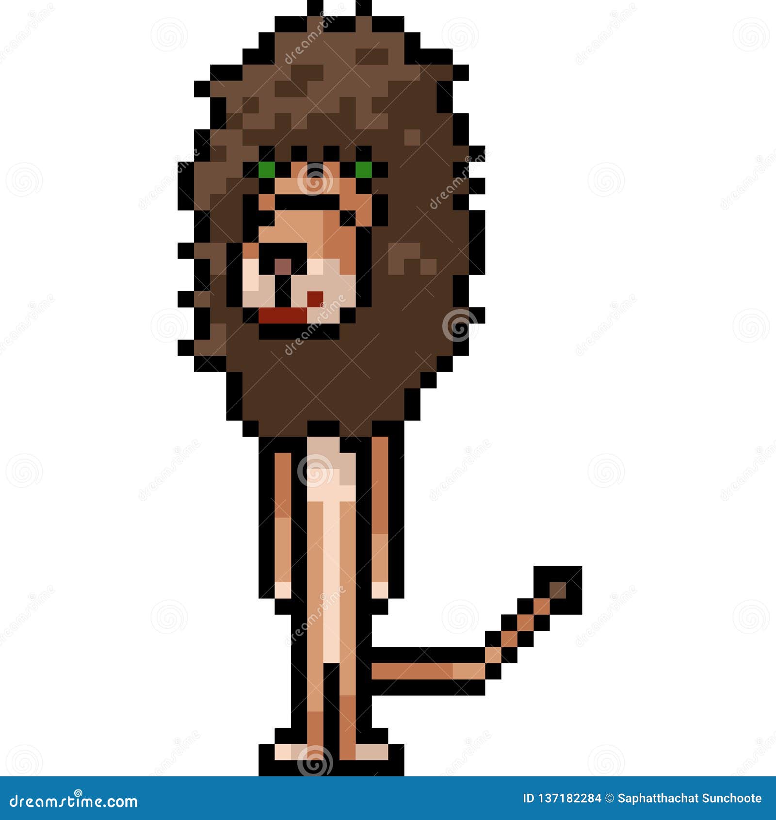 Vector pixel art lion thin stock vector. Illustration of lion - 137182284