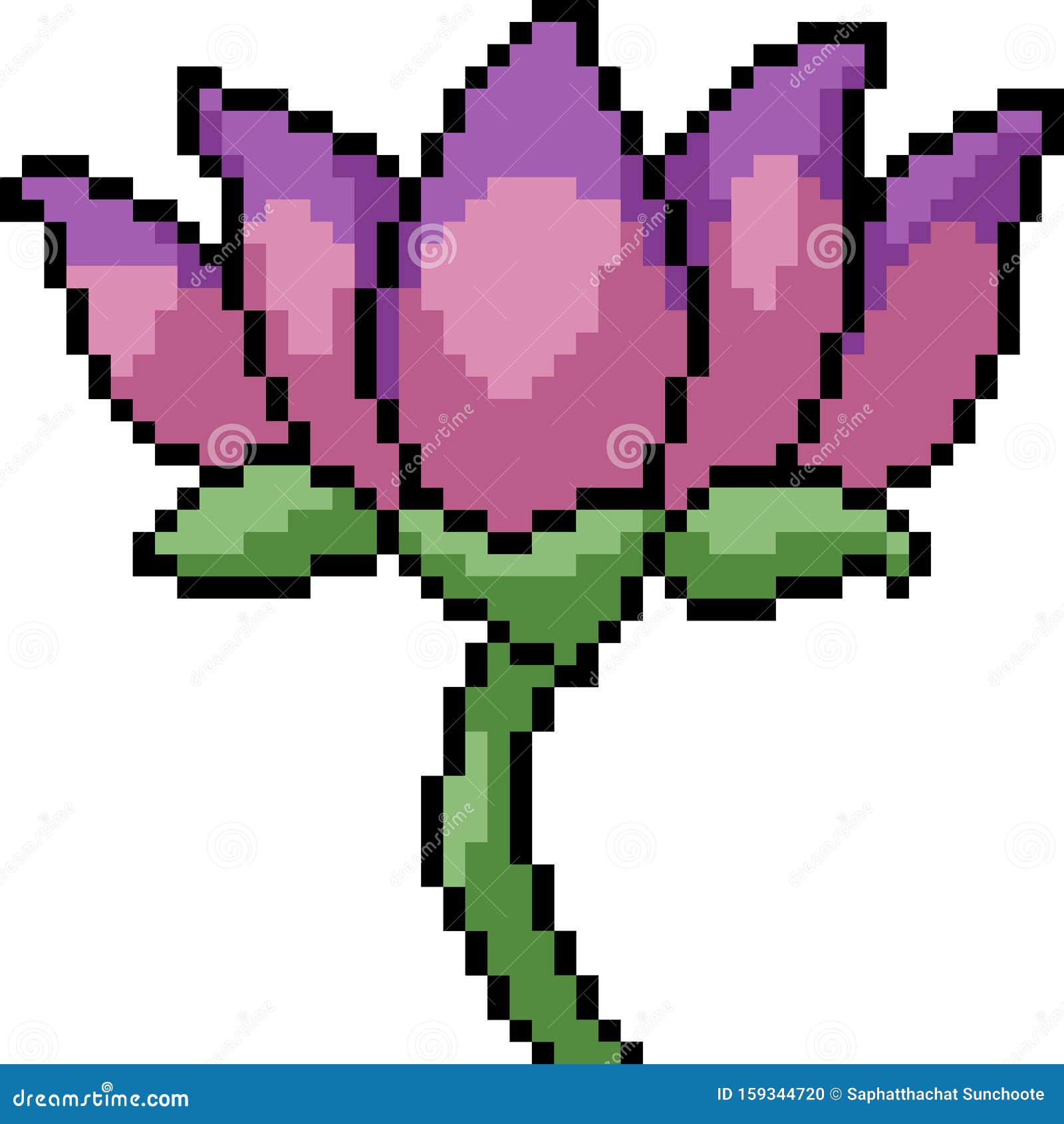 Vector pixel art lotus stock vector. Illustration of pixel - 159344720