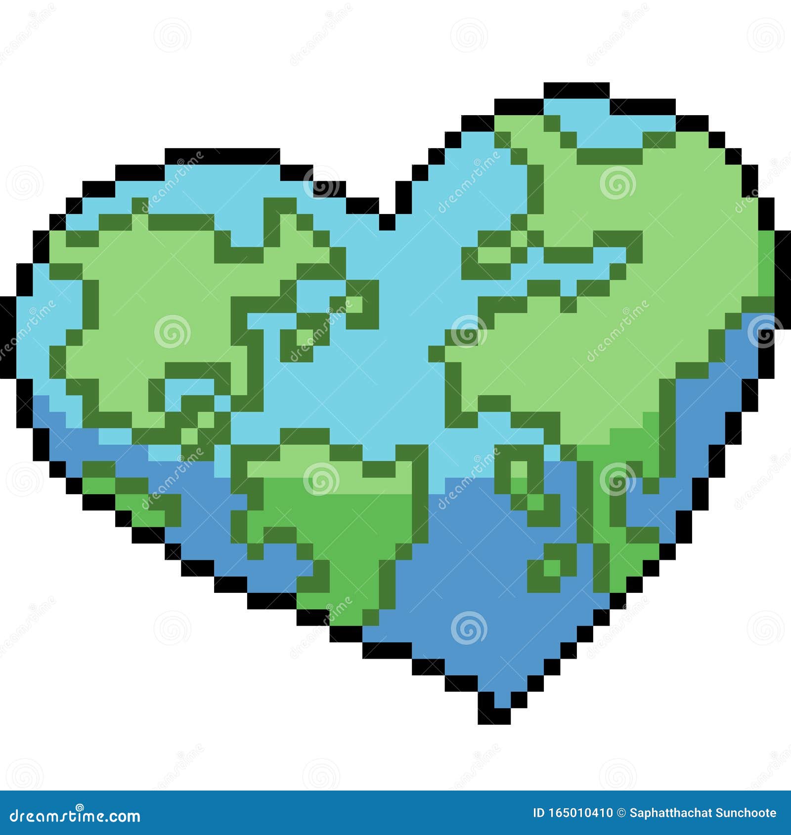 Vector Pixel Art Love Earth Stock Vector - Illustration of earth, green ...