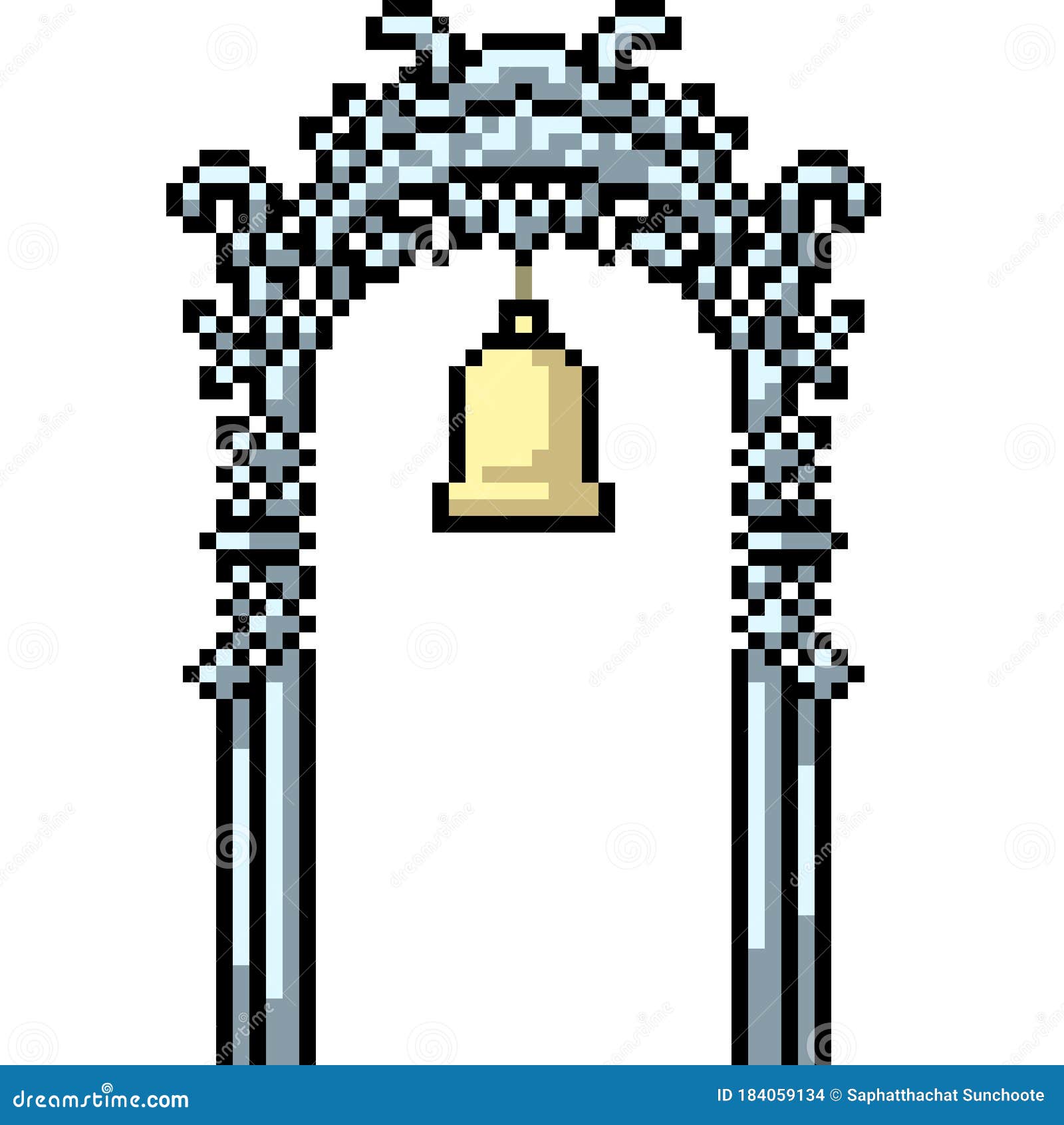 Vector Pixel Art Luxury Gate Bell Stock Vector - Illustration of bell ...