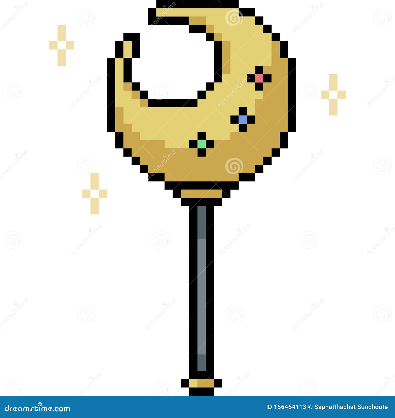 Vector Pixel Art Magic Wand Stock Vector - Illustration of wand, icon ...