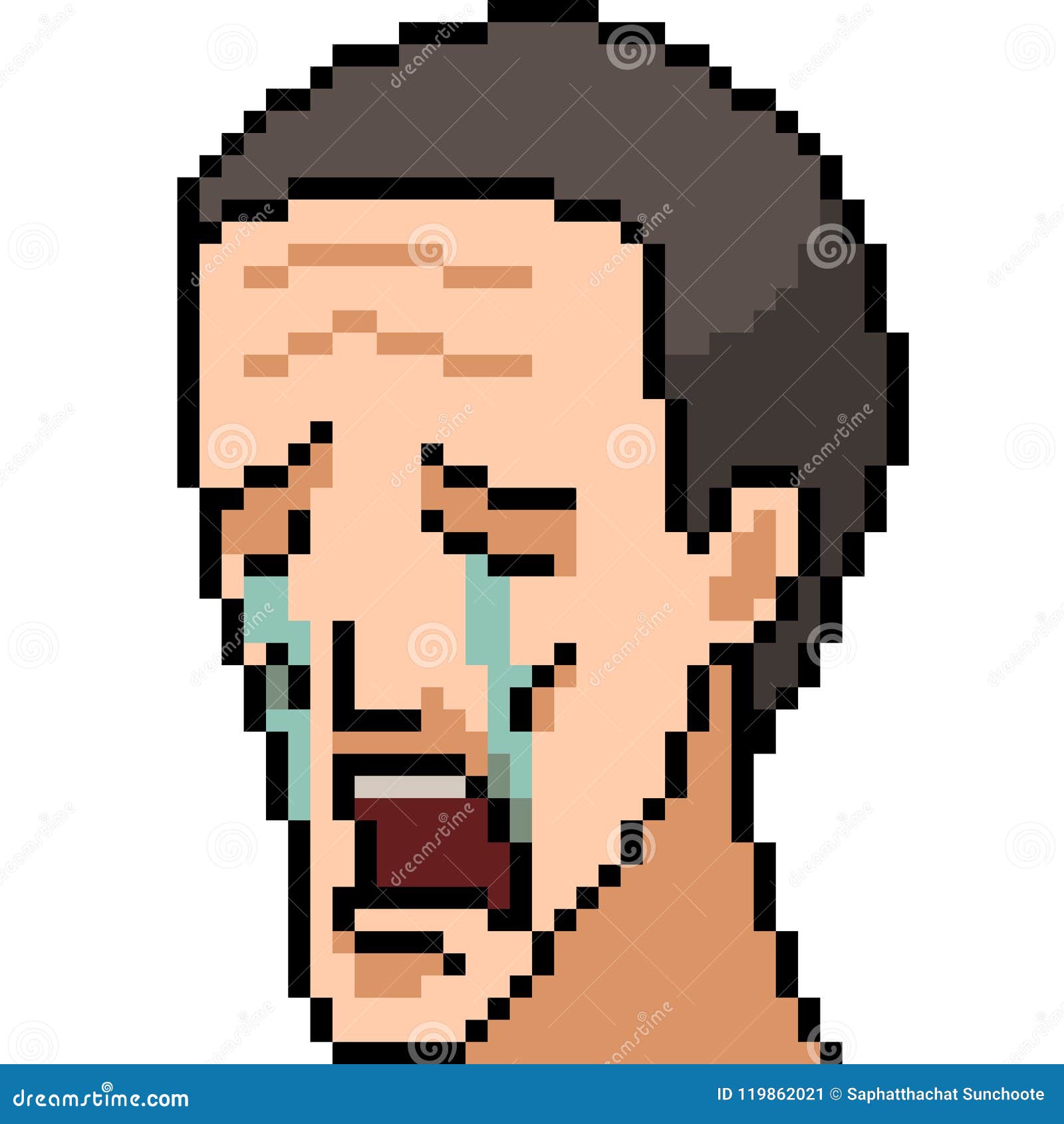 Vector Pixel Art Man Cry Expression Stock Vector - Illustration of ...