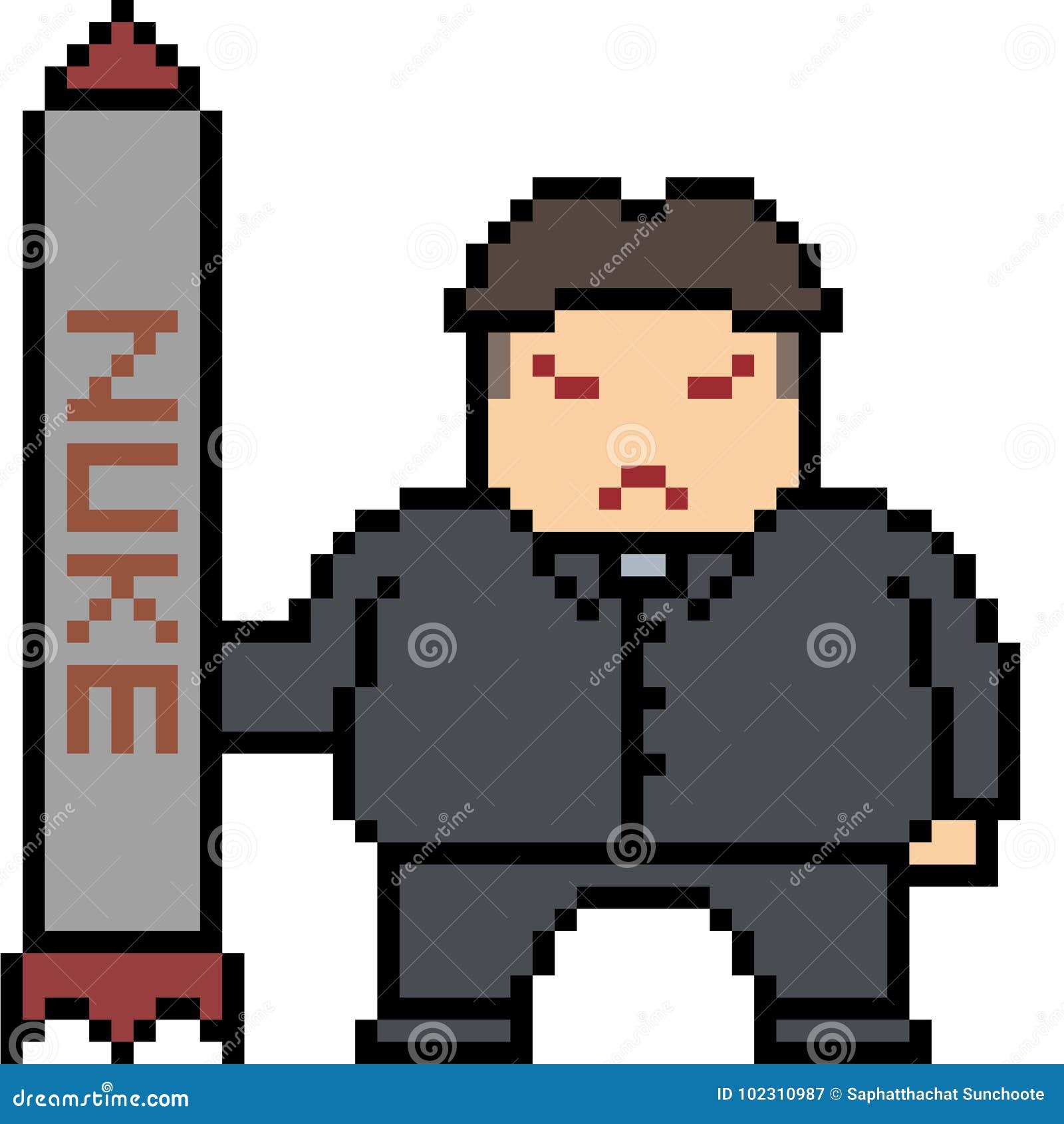 Vector Pixel Art Man Hold Nuke Stock Vector - Illustration of uniform ...