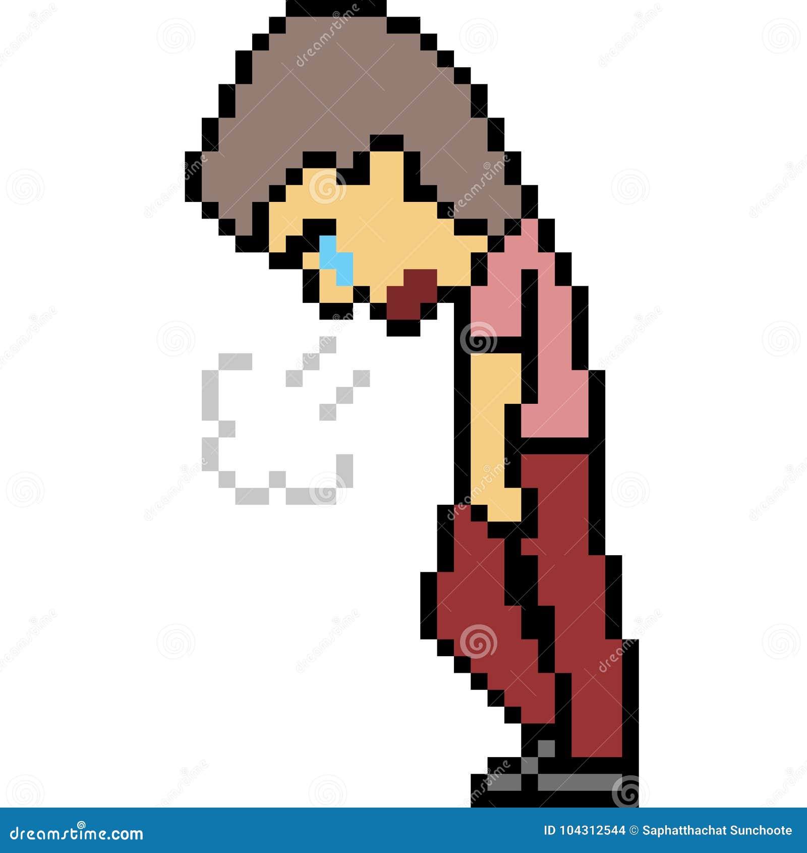 Vector pixel art man sigh stock vector. Illustration of confused ...