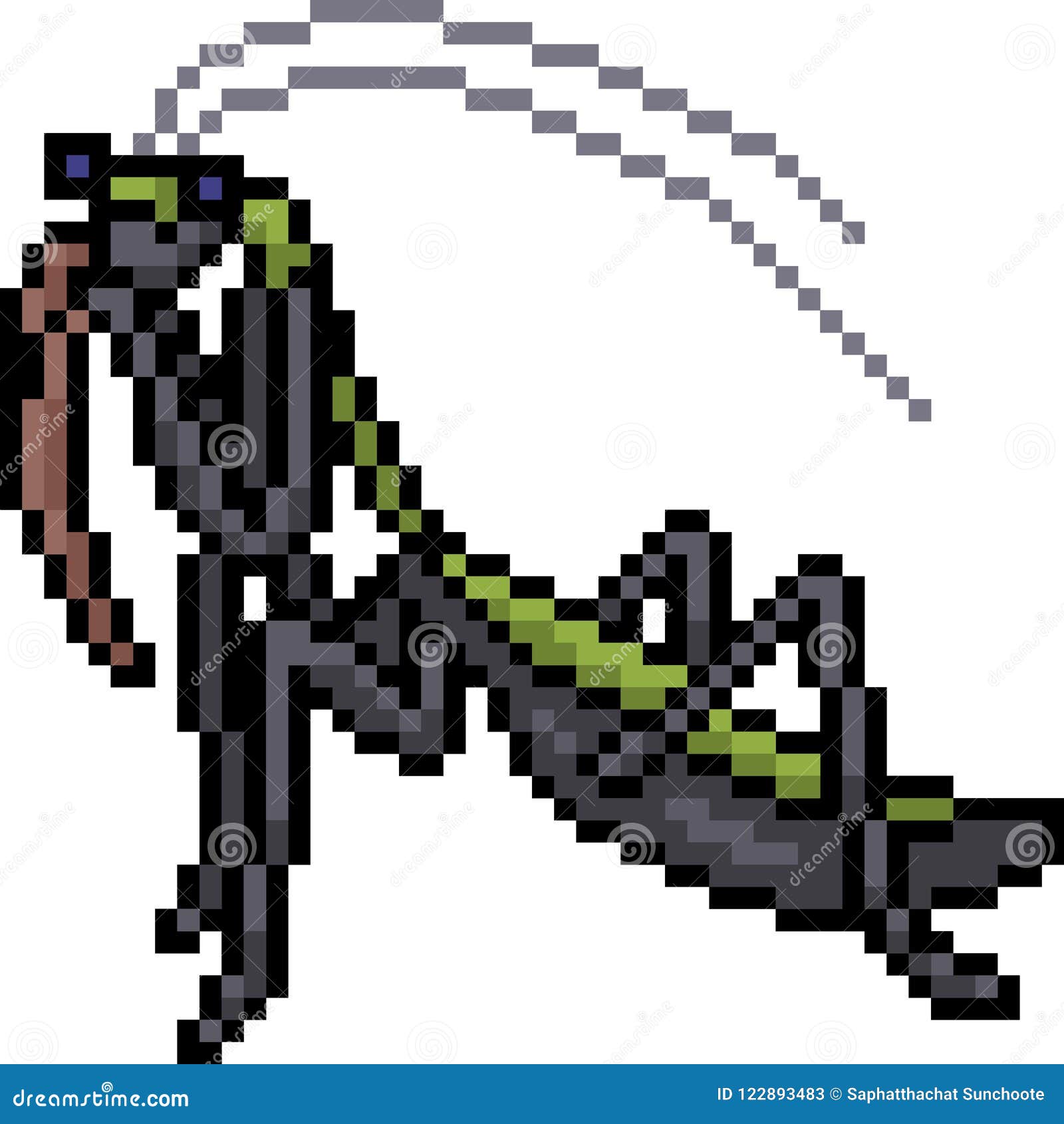 Vector pixel art mantis stock vector. Illustration of vector - 122893483
