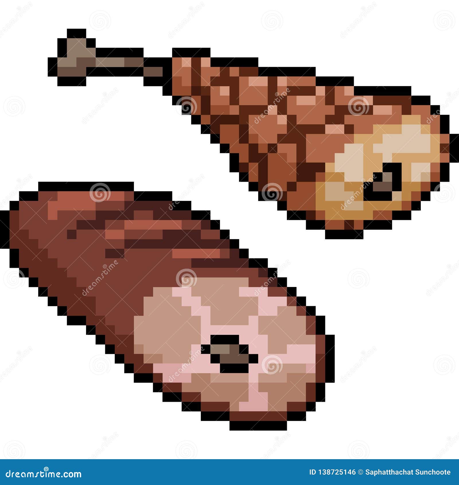 Vector pixel art meat stock vector. Illustration of food - 138725146