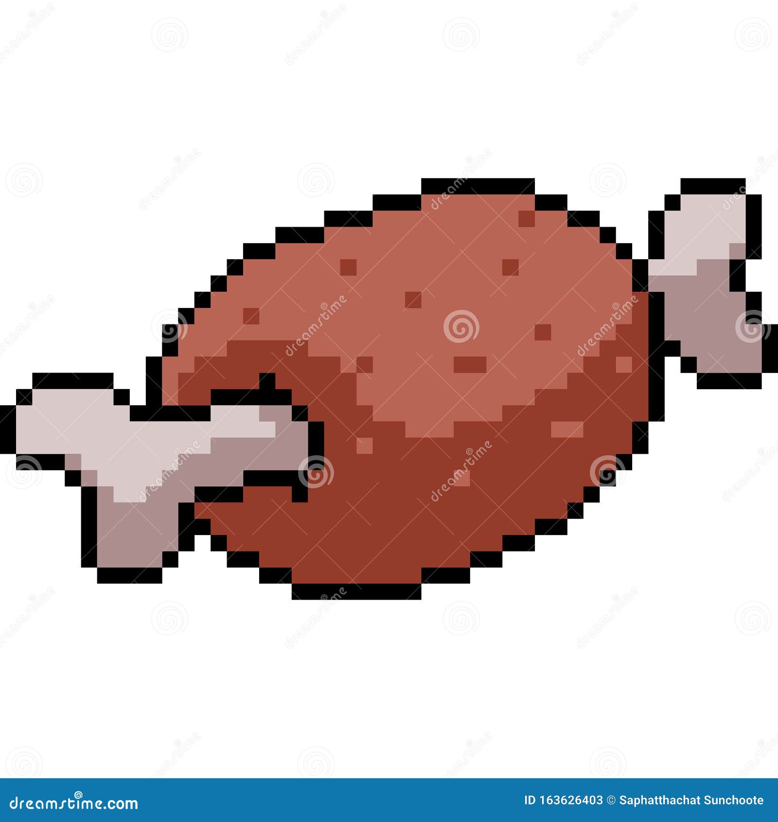 Vector pixel art meat stock vector. Illustration of pixel - 163626403