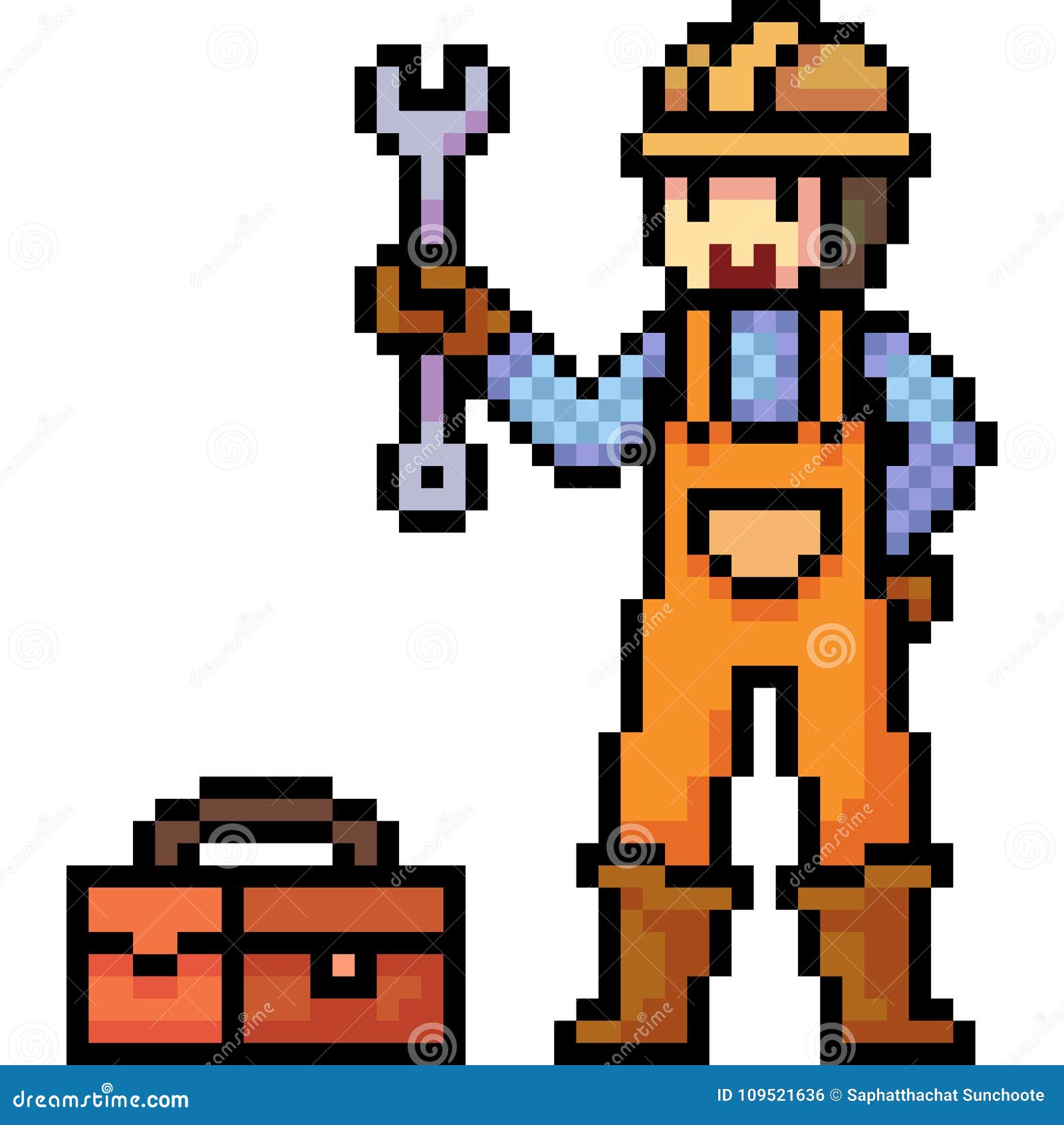 Vector pixel art mechanic stock vector. Illustration of cartoon - 109521636