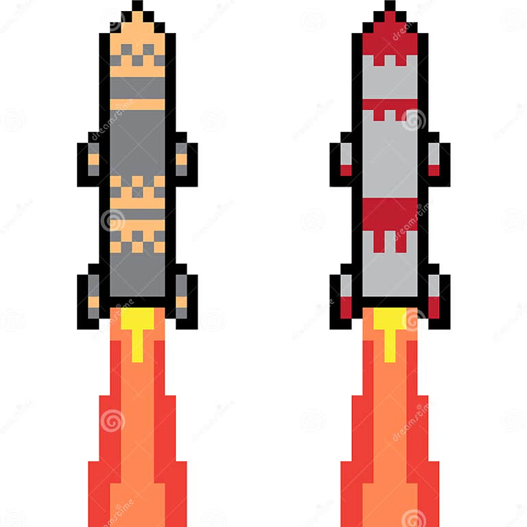 Vector pixel art missile stock vector. Illustration of torpedo - 102310272