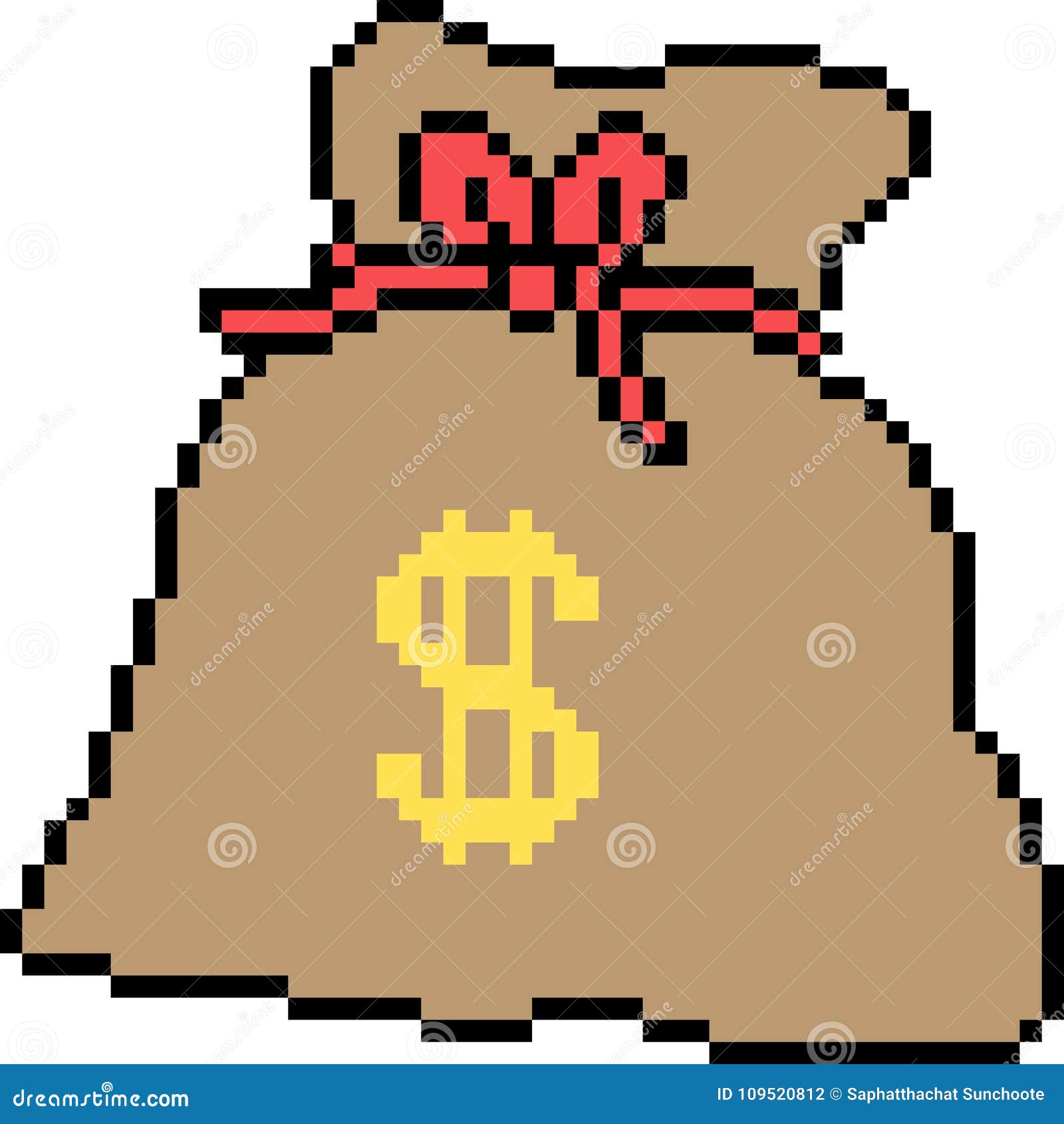 Vector Pixel Art Money Sack Stock Vector - Illustration of money, bank ...
