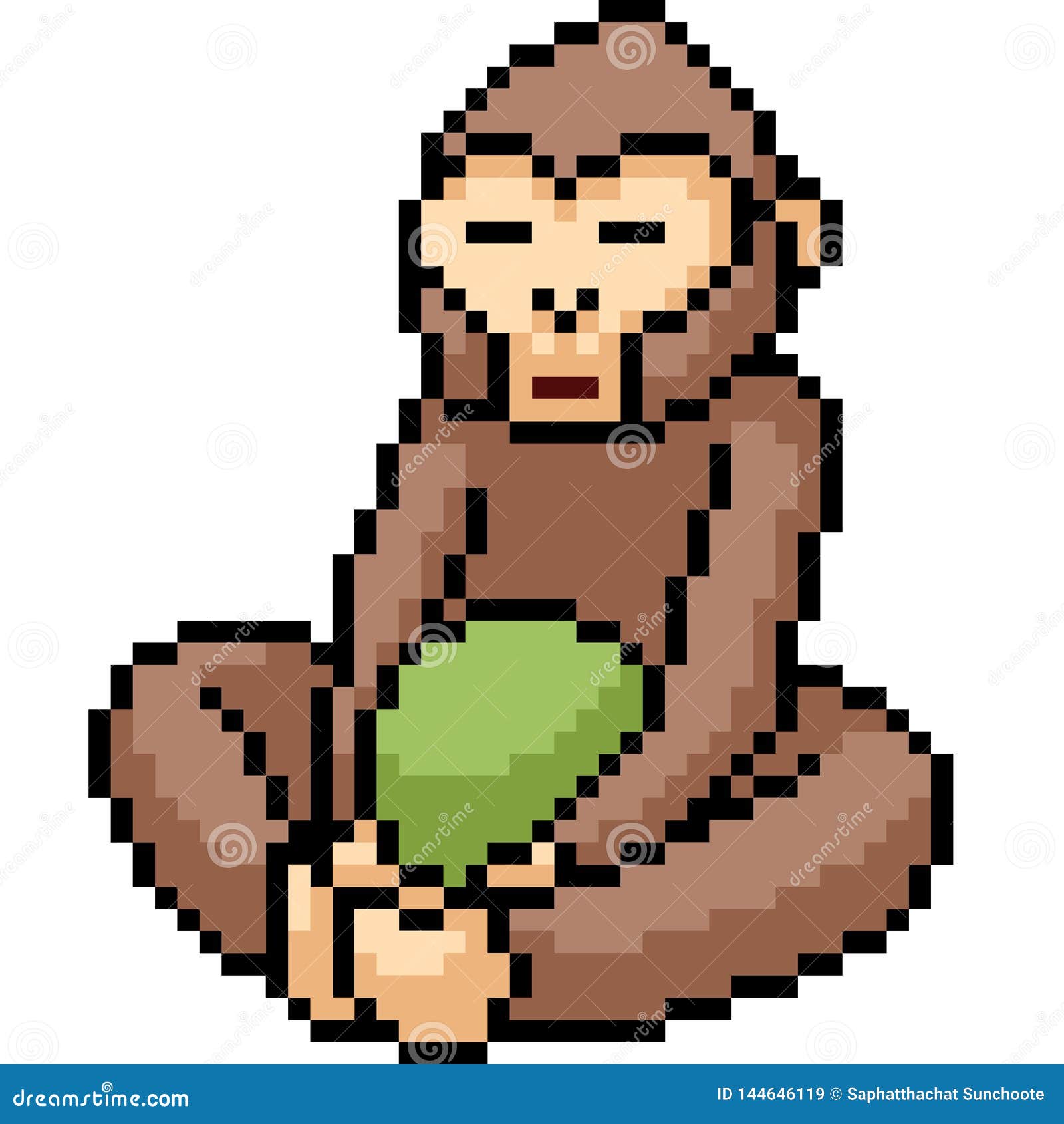 Vector Pixel Art Monkey Meditate Stock Vector - Illustration of pixel ...