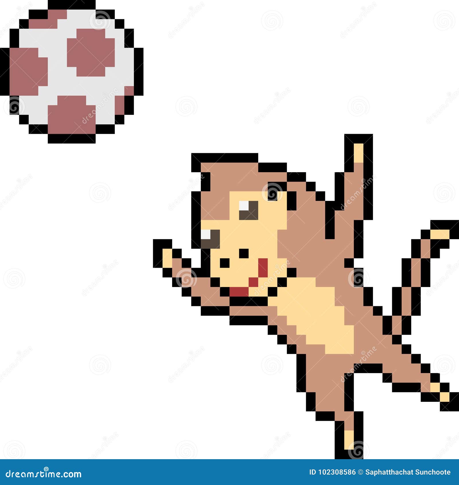 Vector Pixel Art Monkey Play Ball Stock Vector - Illustration of monkey ...