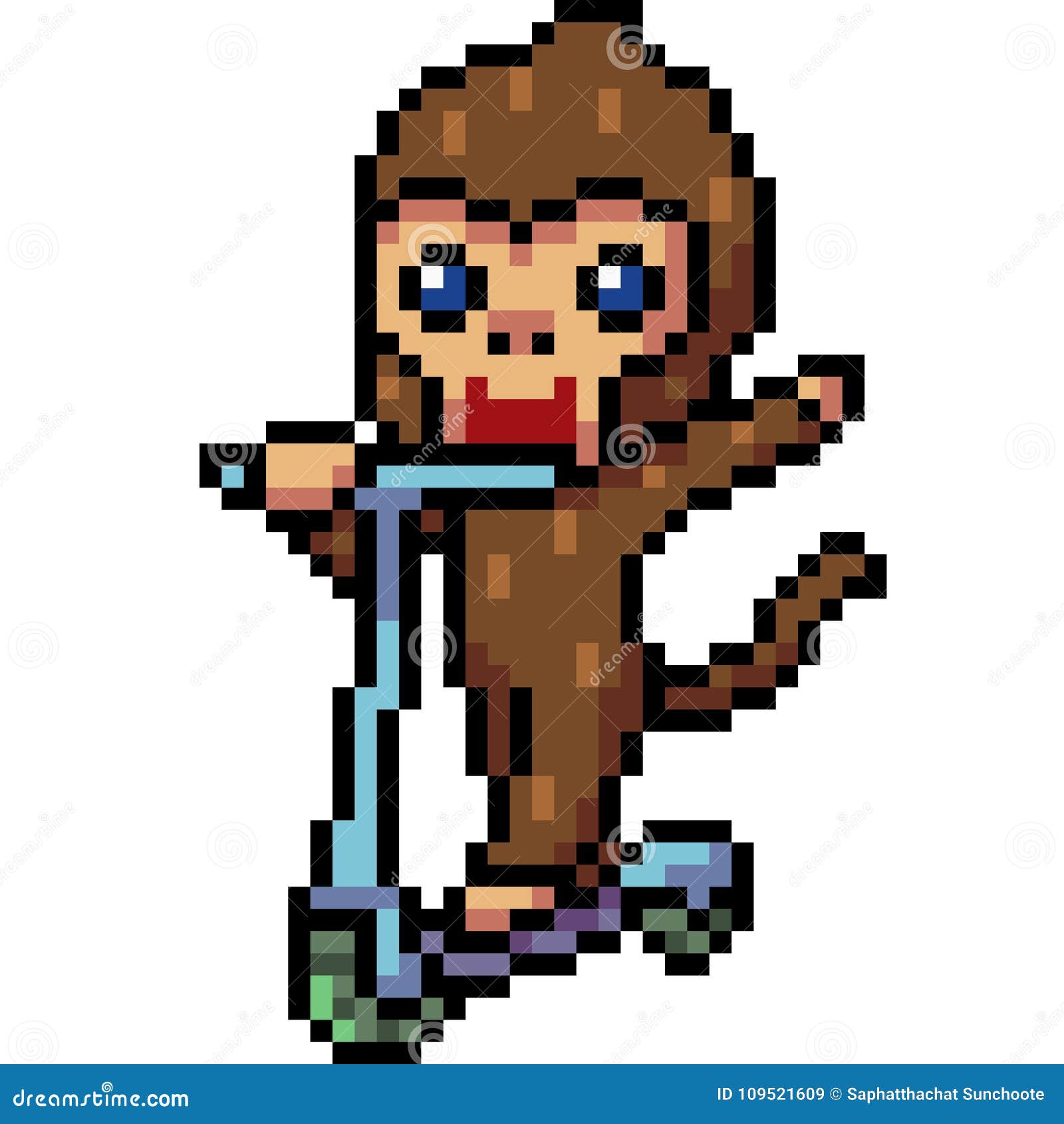 Vector Pixel Art Monkey Playing Stock Vector - Illustration of animal ...