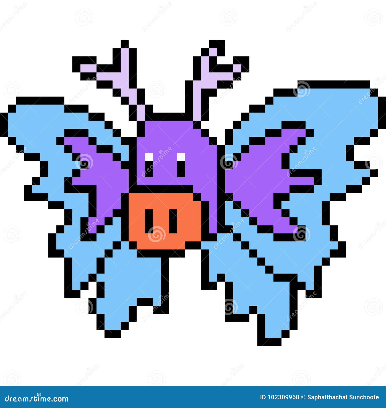 Vector Pixel Art Monster Butterfly Stock Vector - Illustration of ...