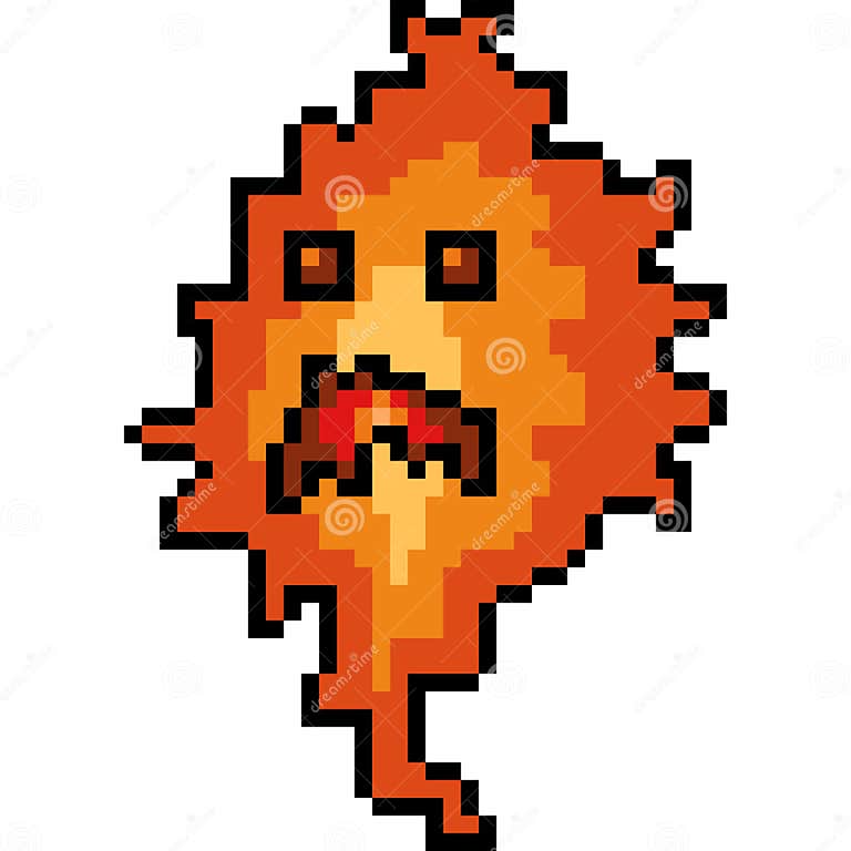 Vector Pixel Art Monster Fire Stock Vector - Illustration of horror ...