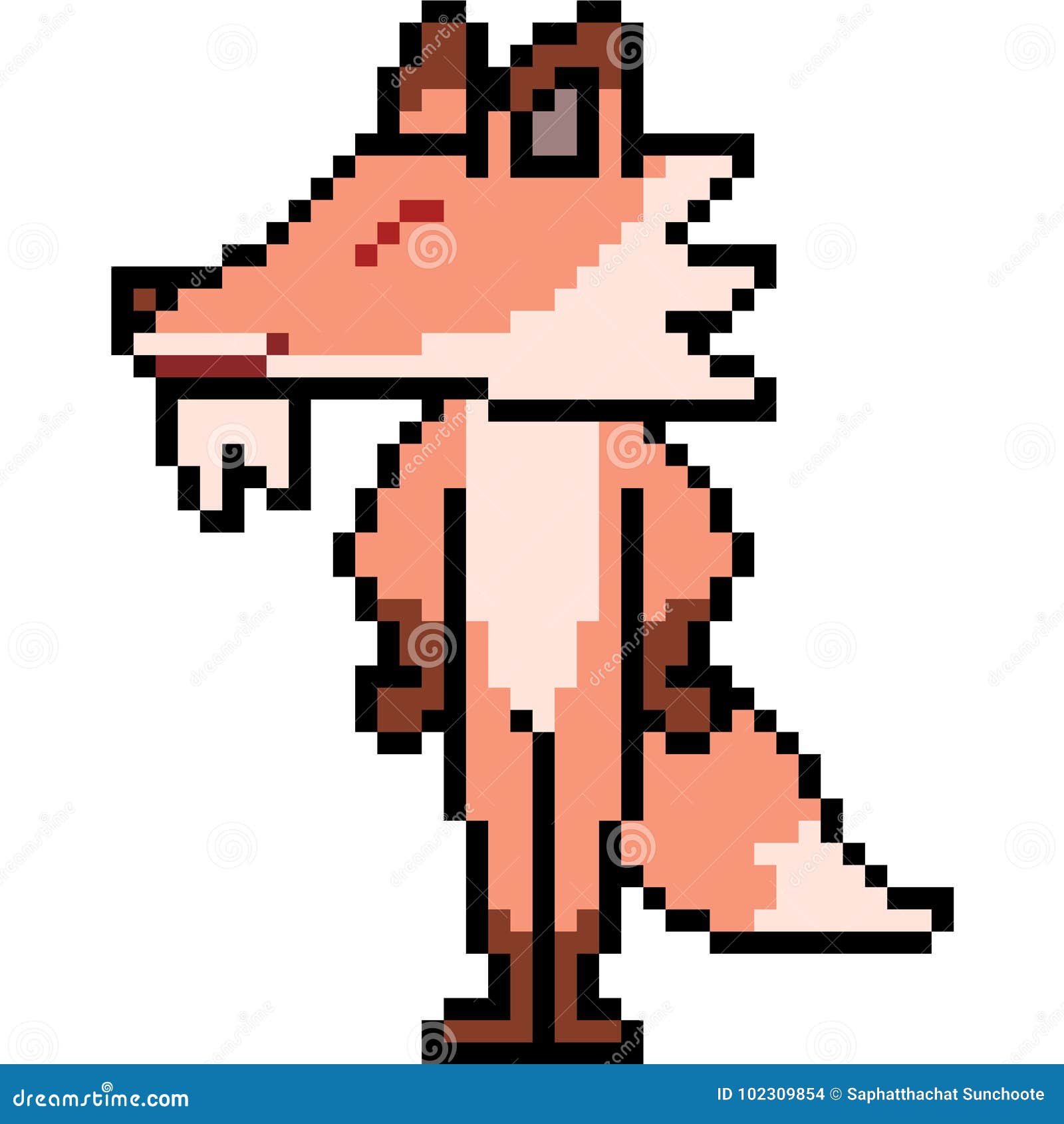 Vector Pixel Art Monster Fox Stock Vector - Illustration of creature ...