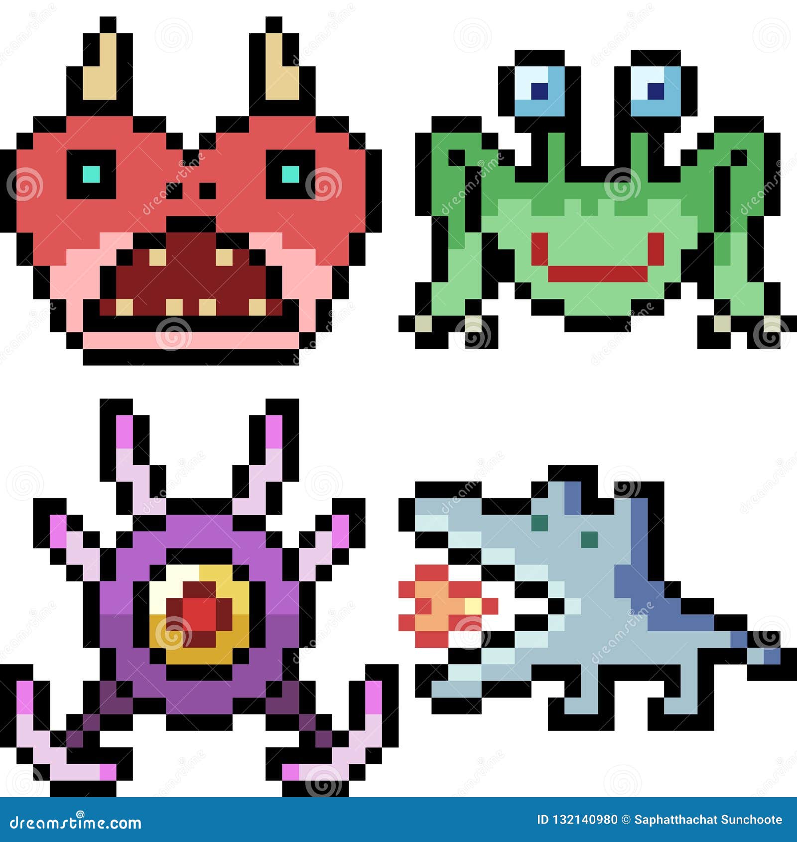 Vector Pixel Art Monster Icon Stock Vector - Illustration of animal ...