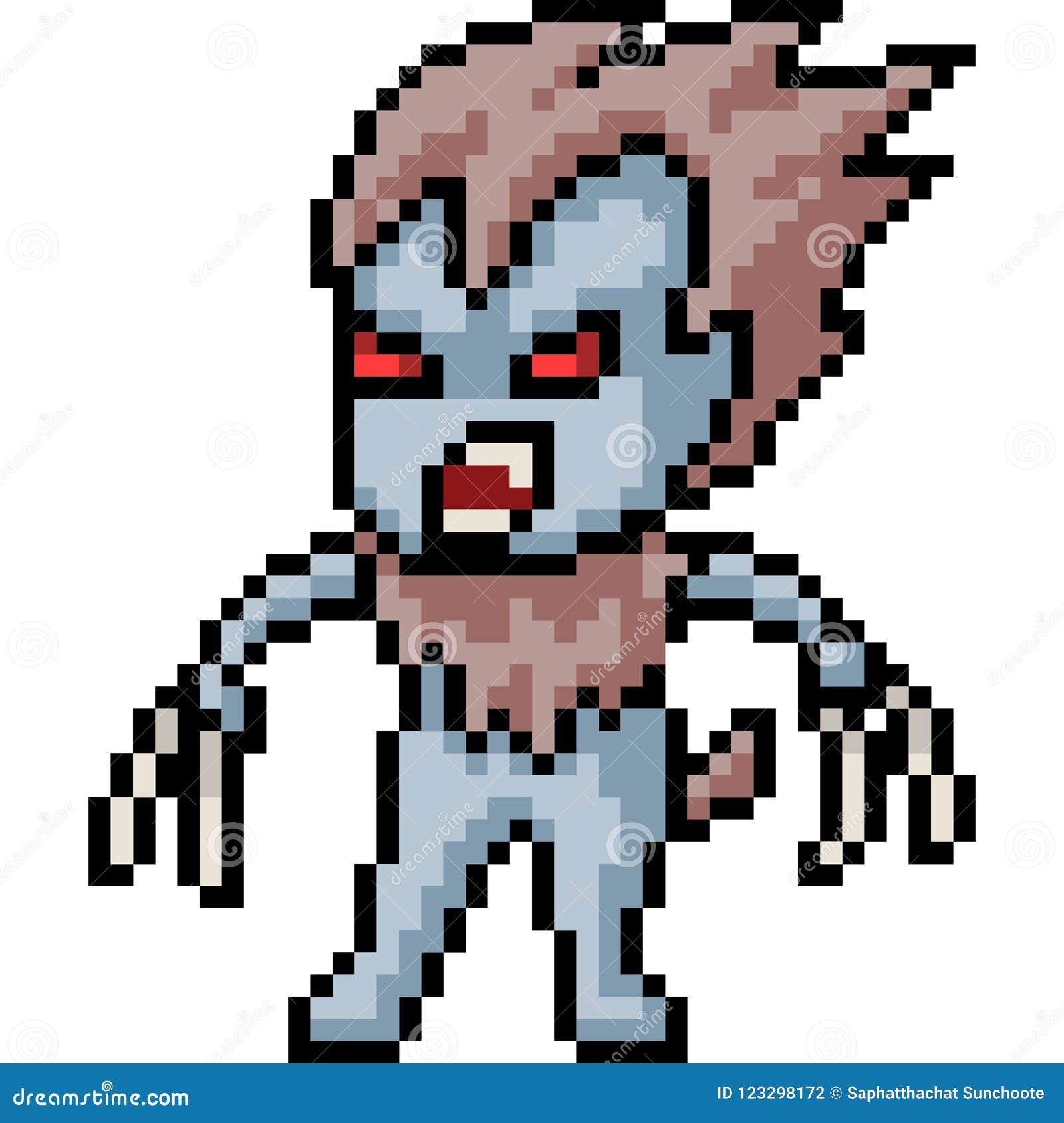 Vector pixel art monster stock vector. Illustration of angry - 123298172