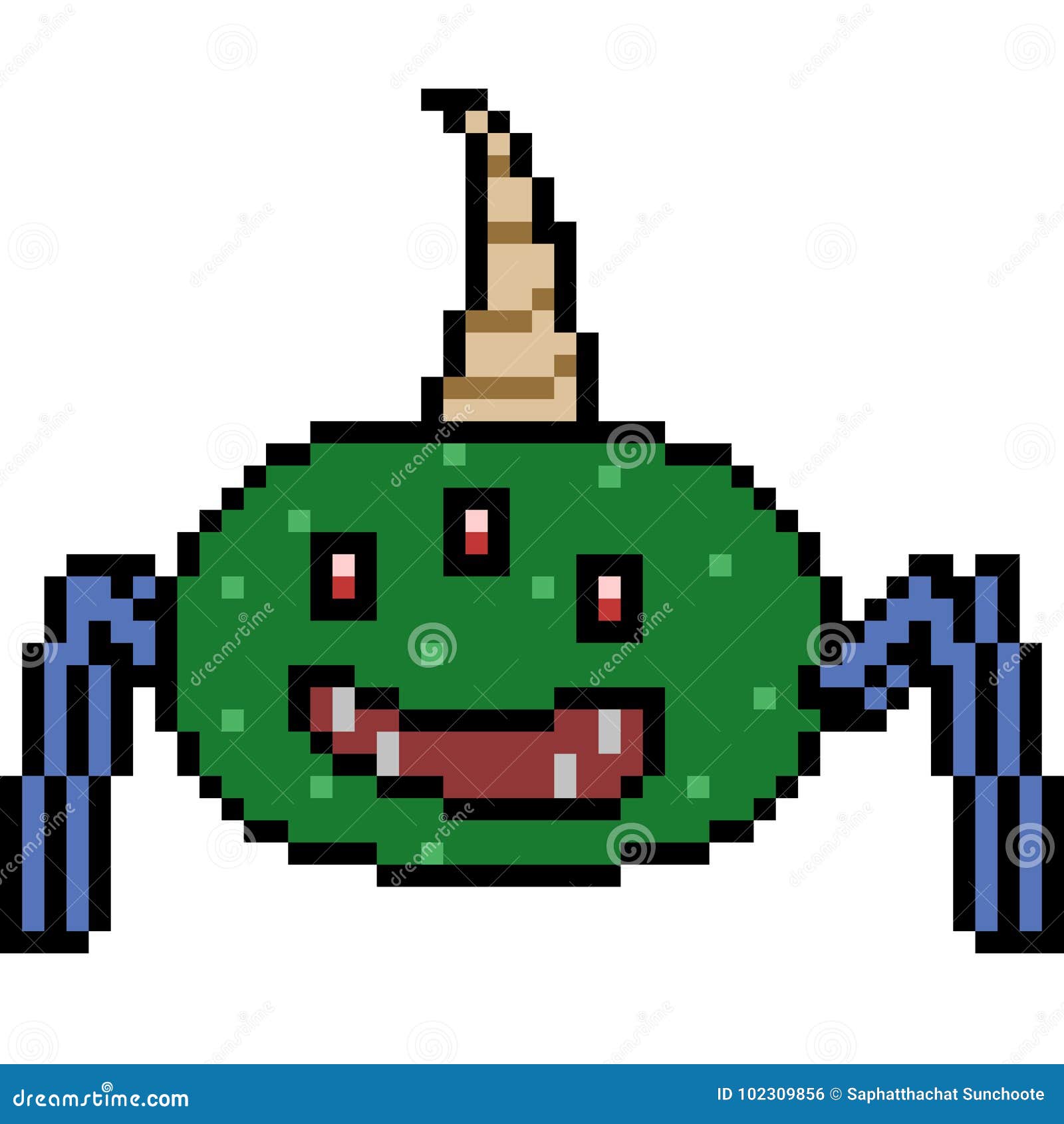 Vector pixel art monster stock vector. Illustration of smile - 102309856