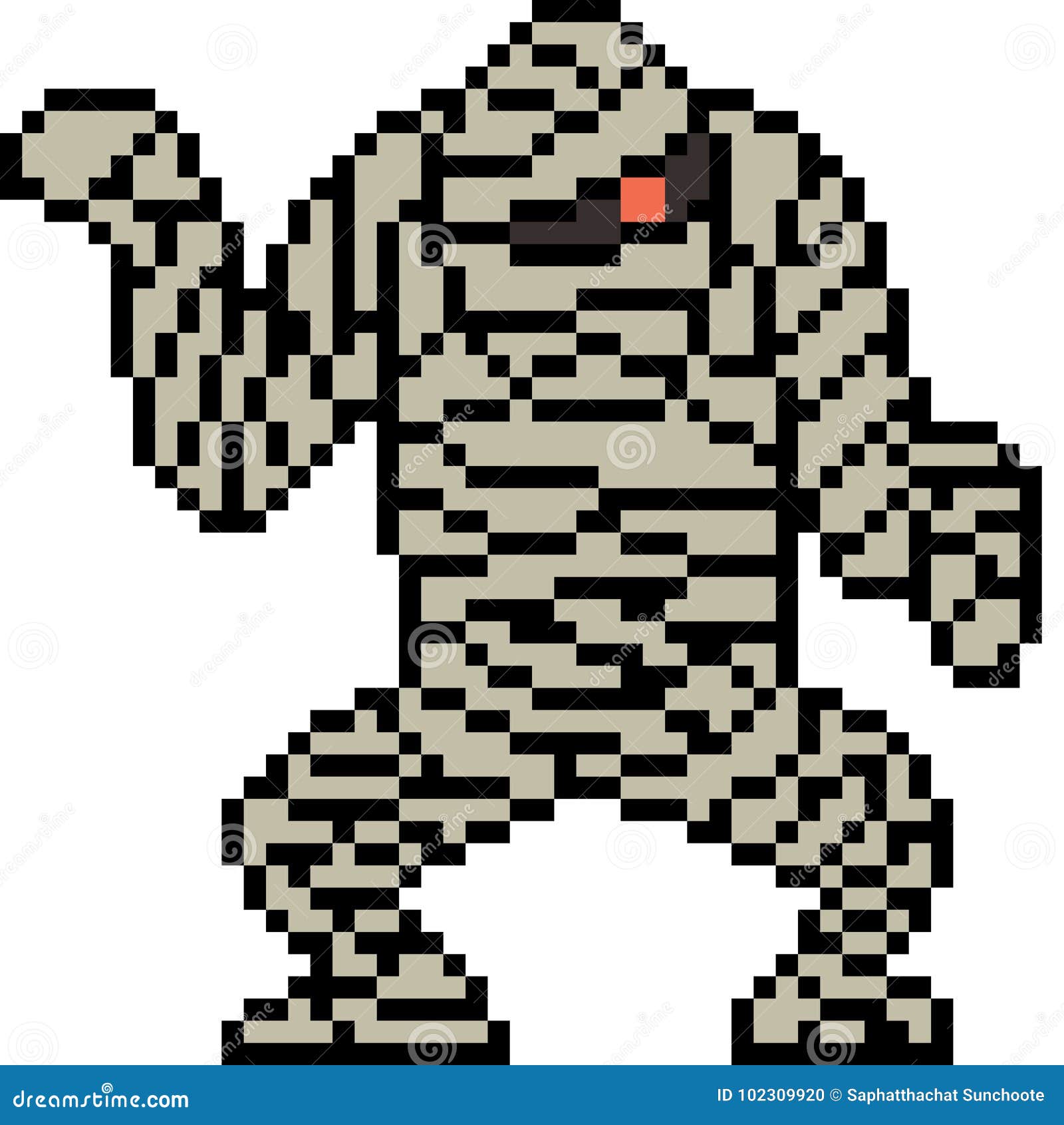 Vector Pixel Art Monster Mummy Stock Vector - Illustration of dead ...