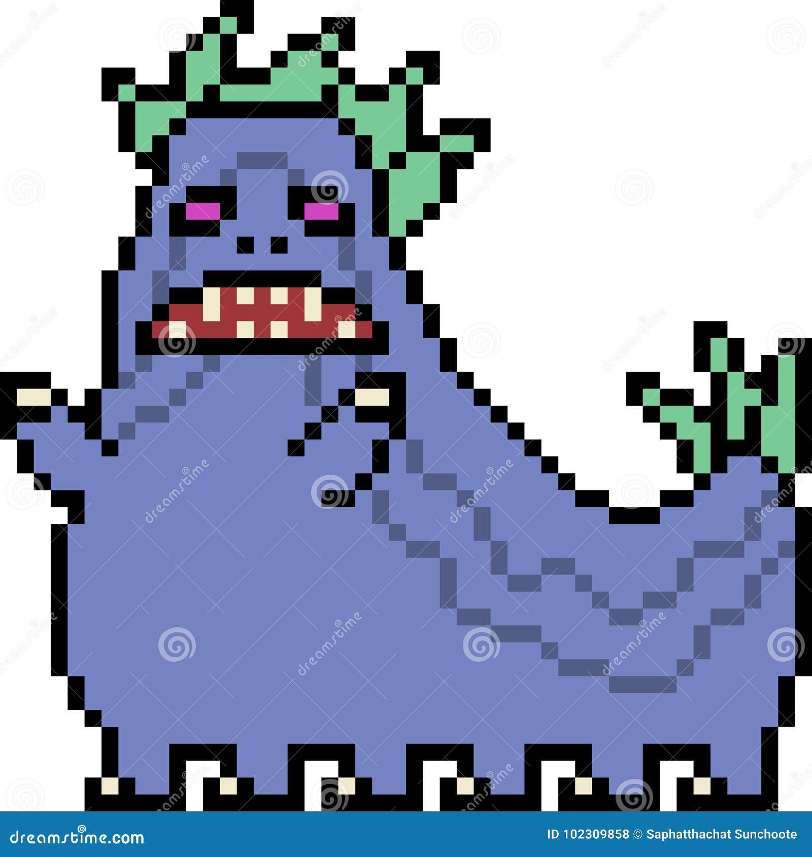 Vector pixel art monster stock vector. Illustration of isolated - 102309858