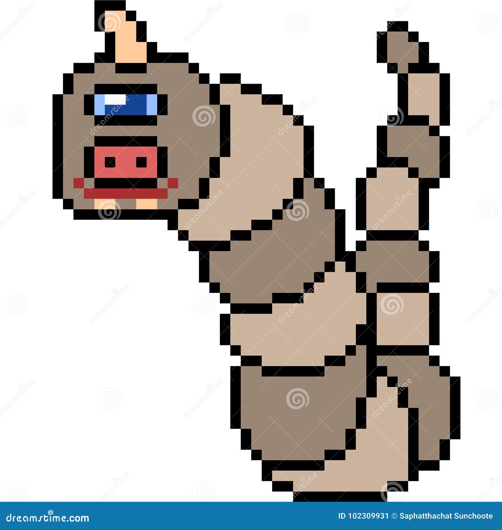 Vector pixel art monster stock vector. Illustration of horn - 102309931